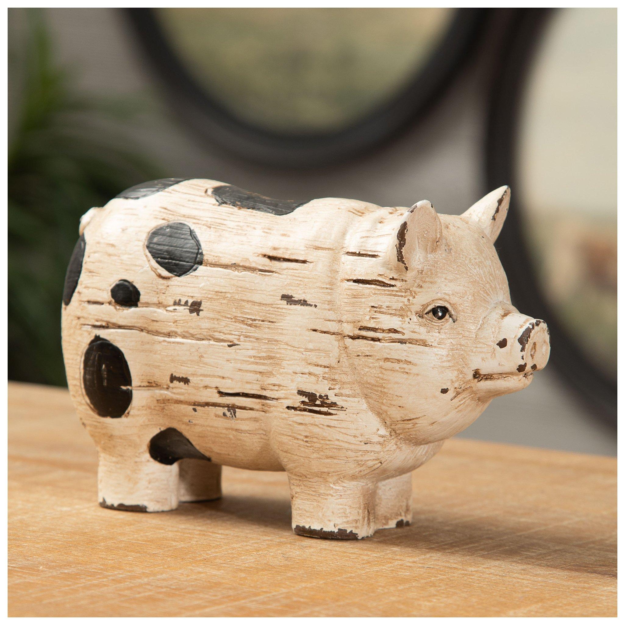 Rustic Pig With Black Spots Figurine | Hobby Lobby | 2413433