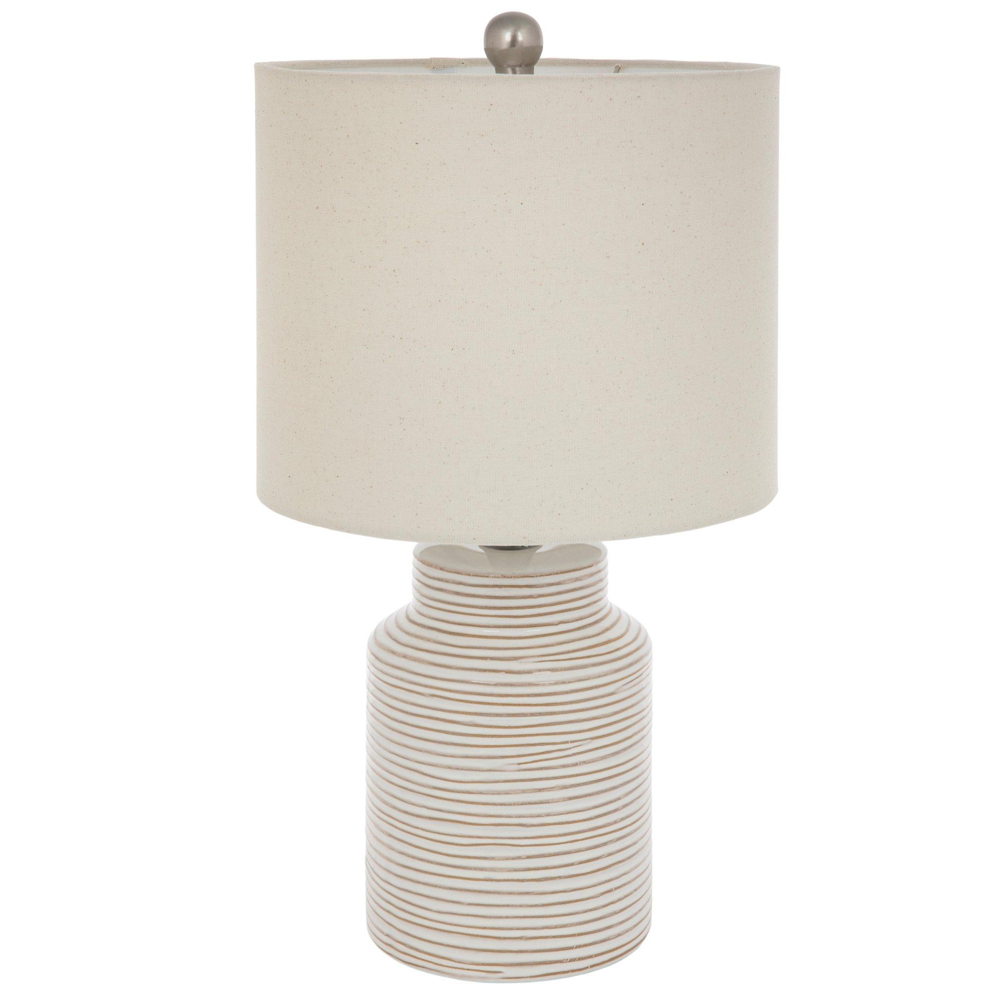 White & Brown Ribbed Table Lamp | Hobby Lobby | 2416899