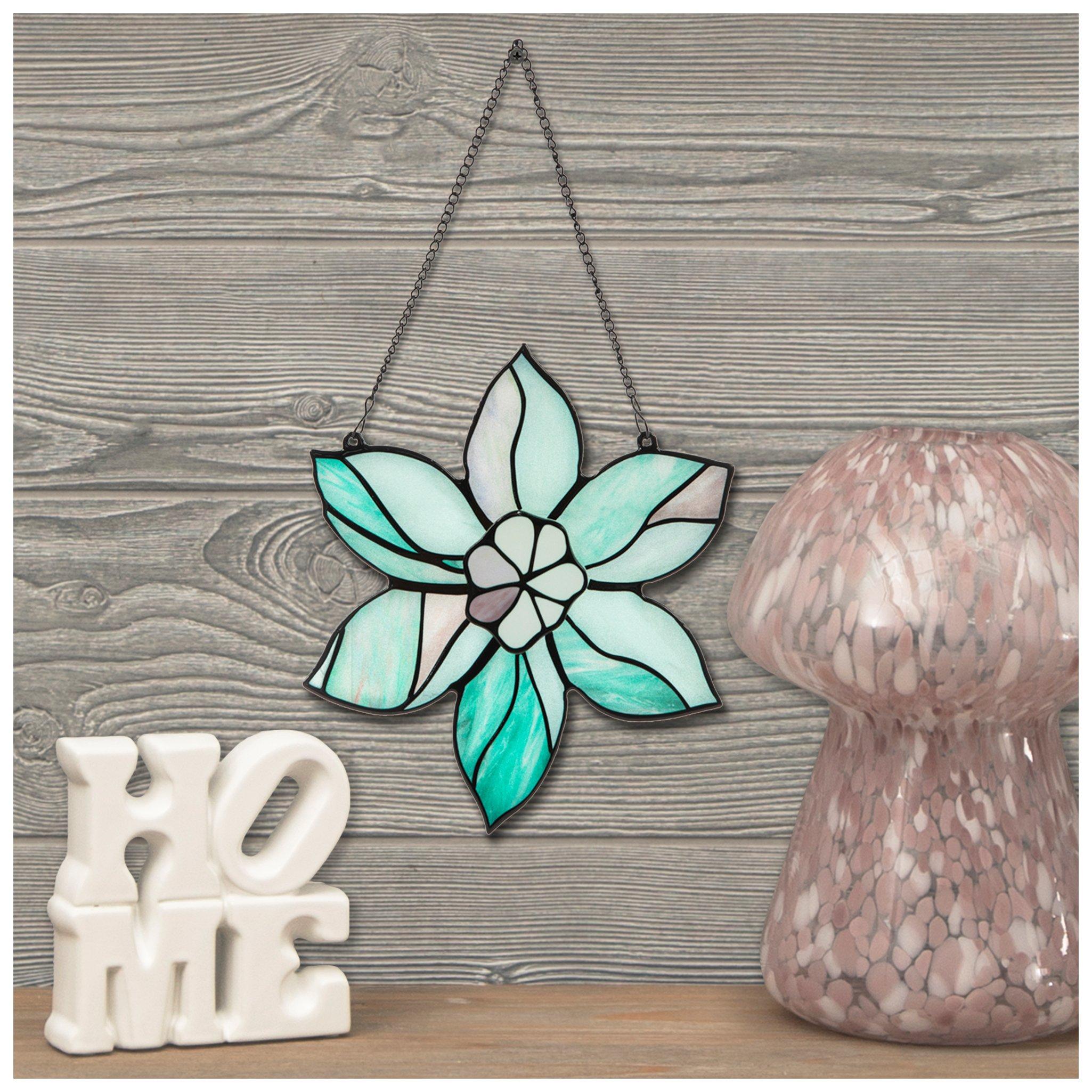 Teal Flower Stained Glass Wall Decor | Hobby Lobby | 2421204