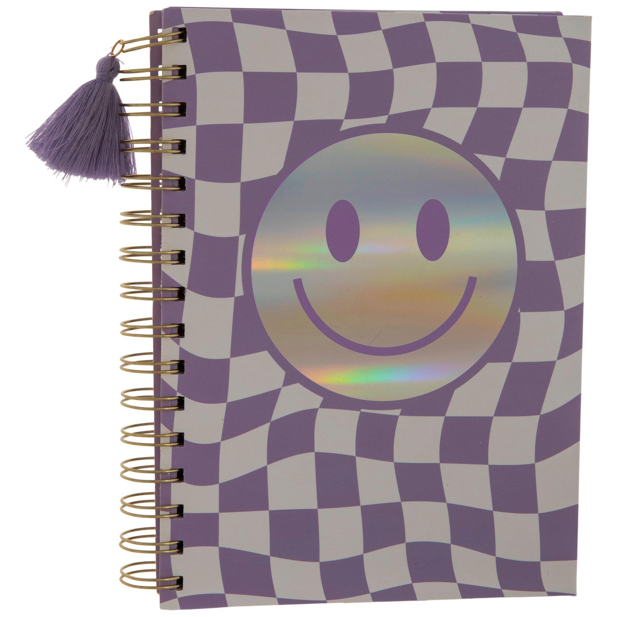 Purple Smiley Face Checkered Spiral Planner - 12 Months | Hobby Lobby ...
