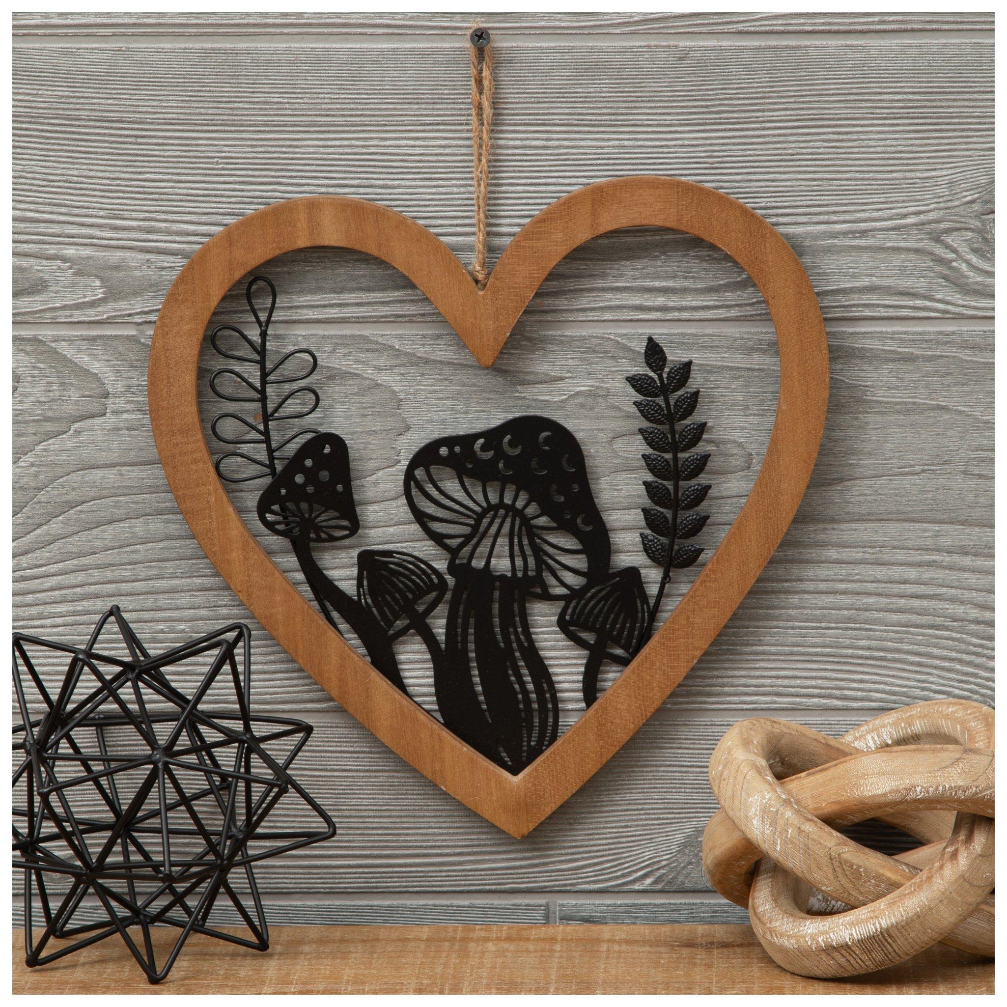 Mushrooms In Wood Heart Wall Decor | Hobby Lobby | 2422814
