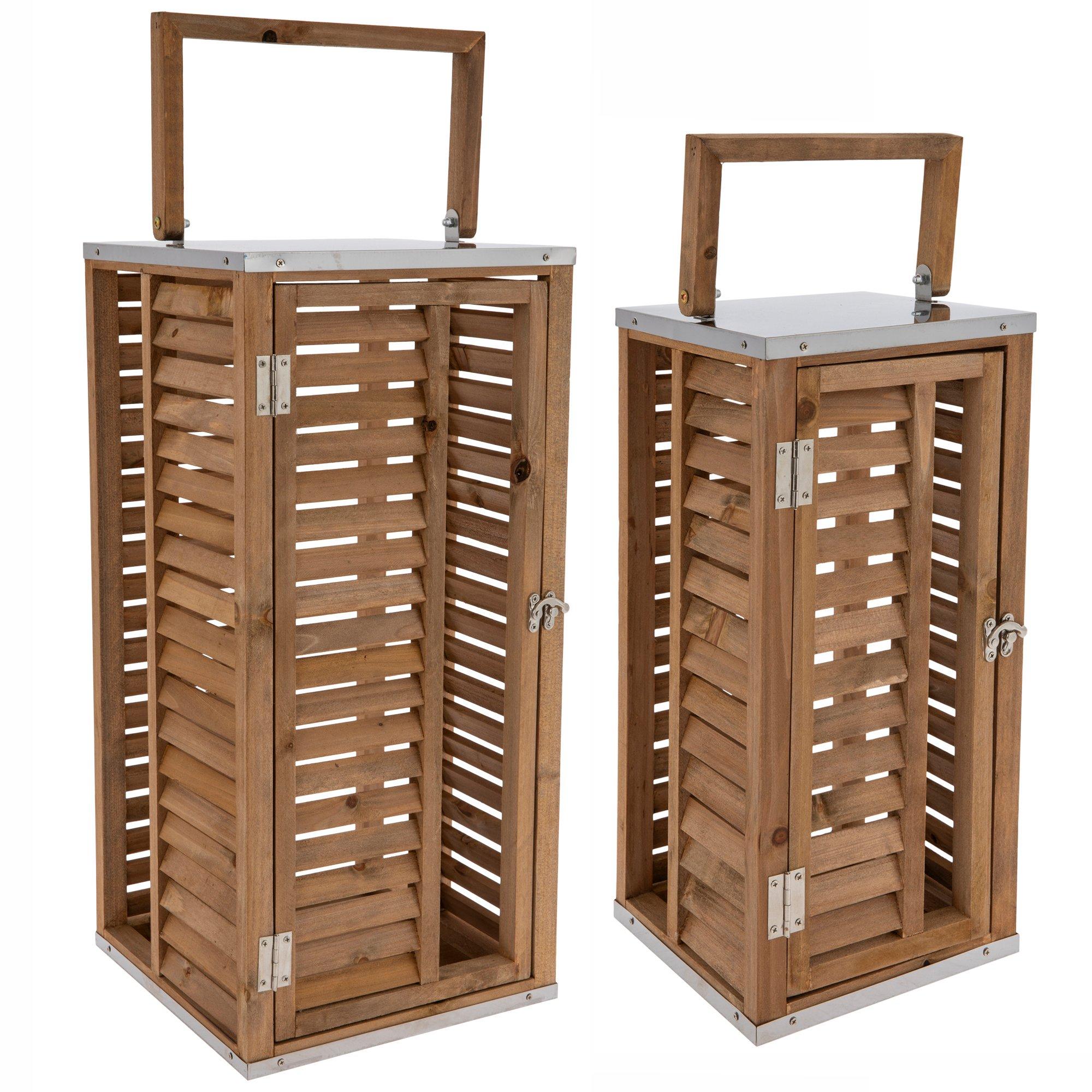 Modern Farmhouse Wood Shutter Lantern Set | Hobby Lobby | 2425619