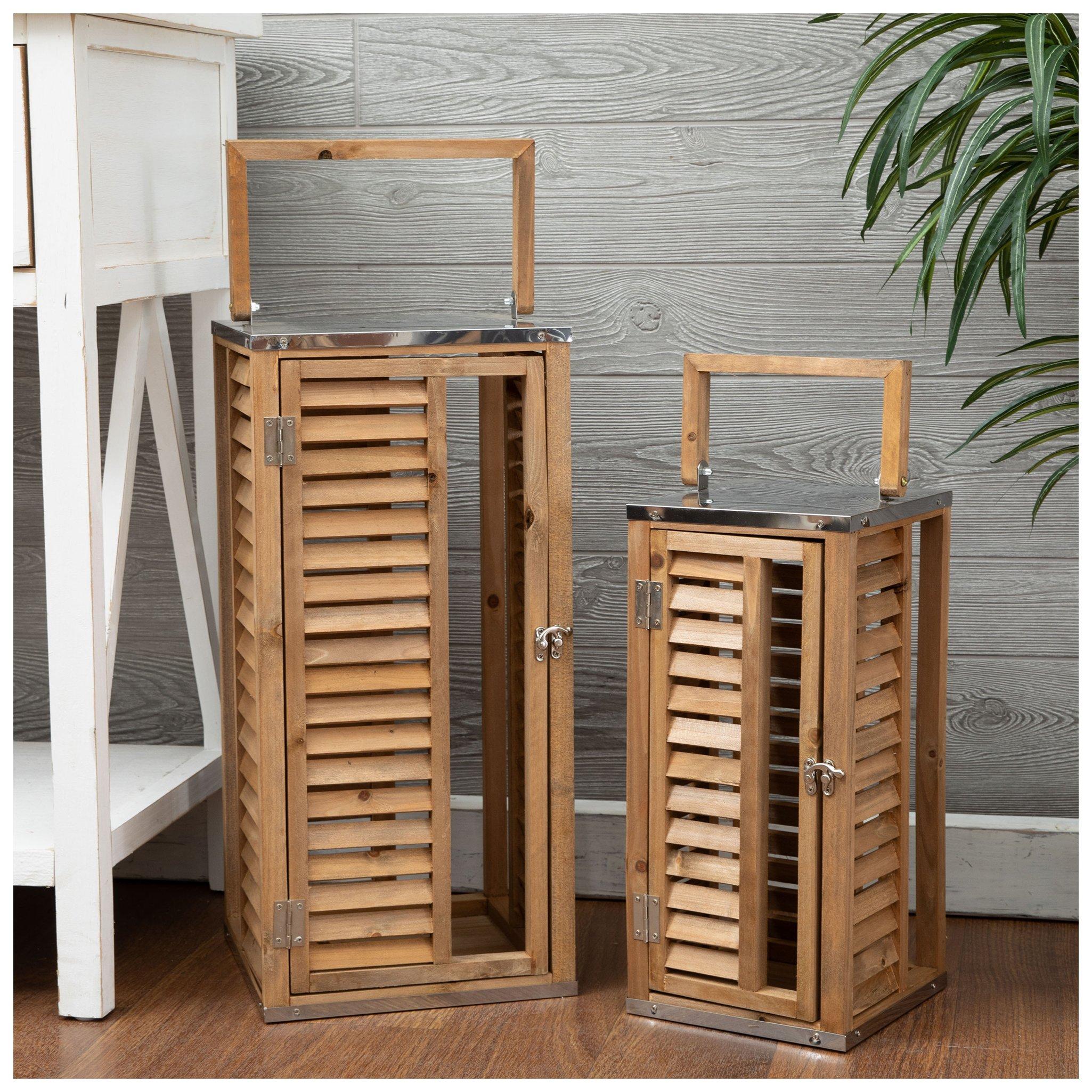 Modern Farmhouse Wood Shutter Lantern Set | Hobby Lobby | 2425619