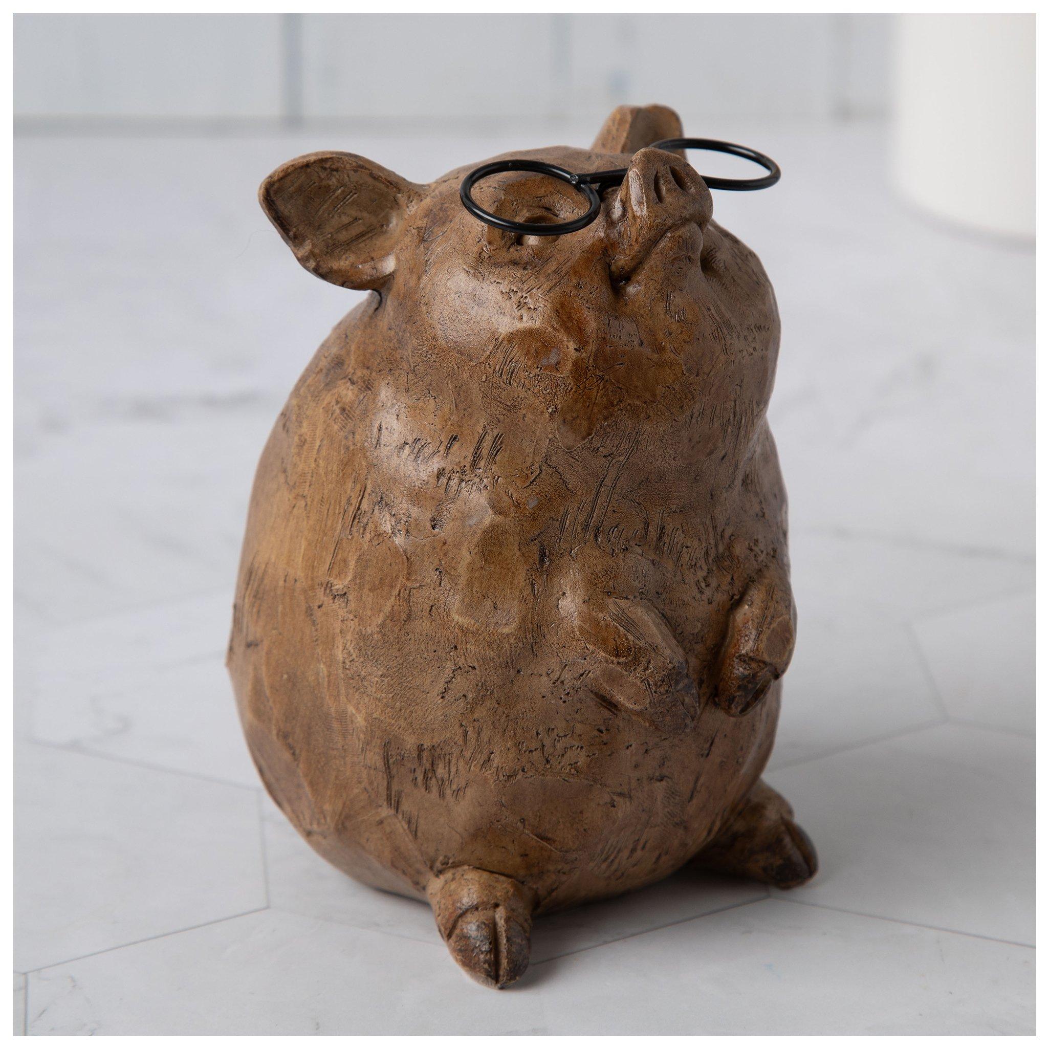 Sitting Pig With Glasses Figurine | Hobby Lobby | 2431591