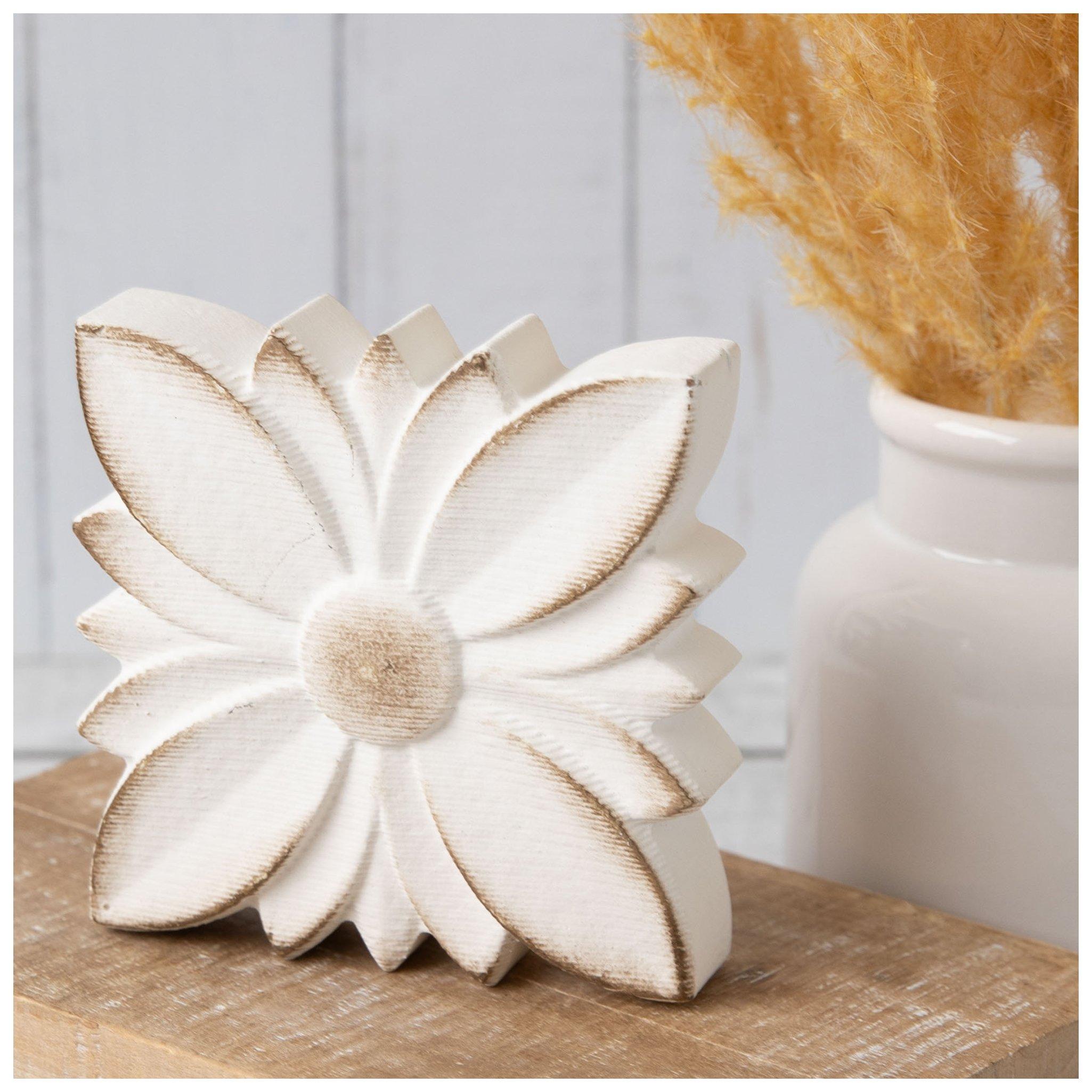 Distressed White Flower Wood Decor | Hobby Lobby | 2436855