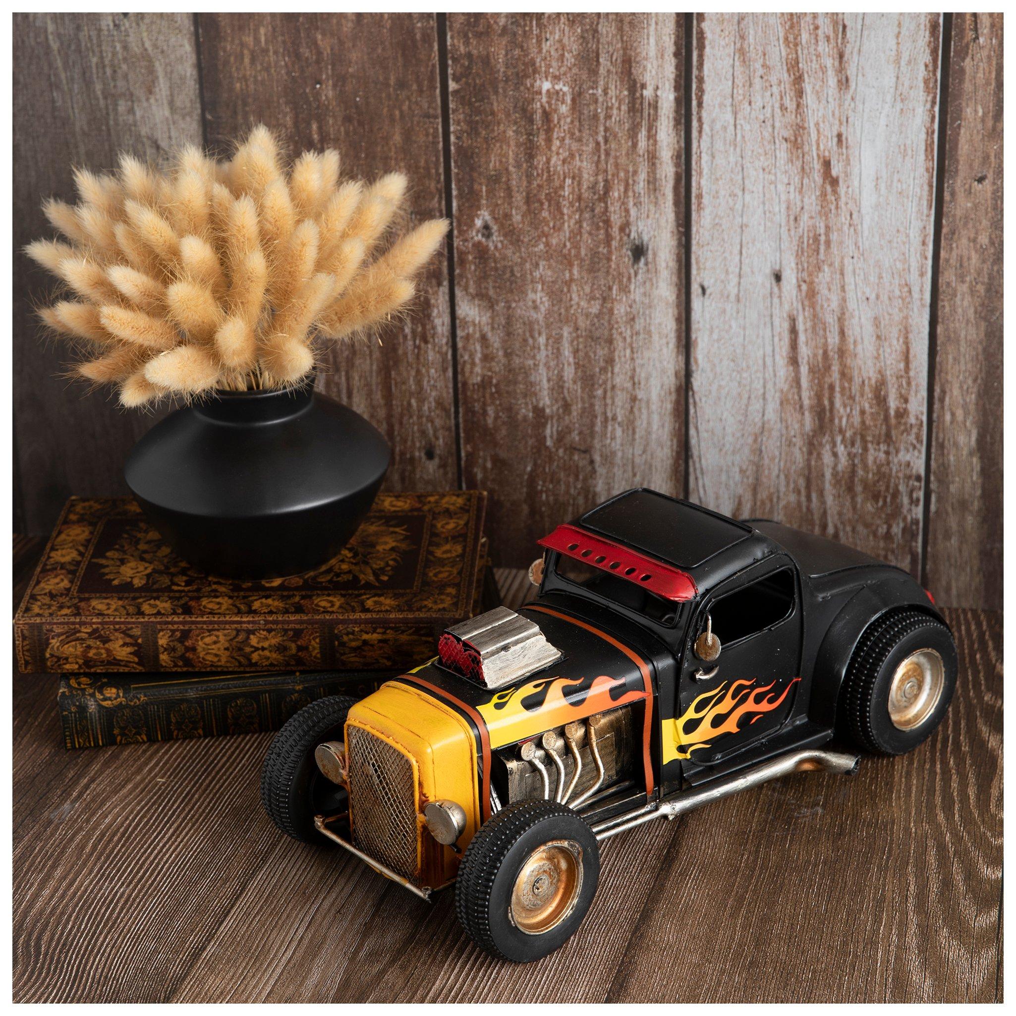 Black Hot Rod With Flames Figurine | Hobby Lobby | 2437317