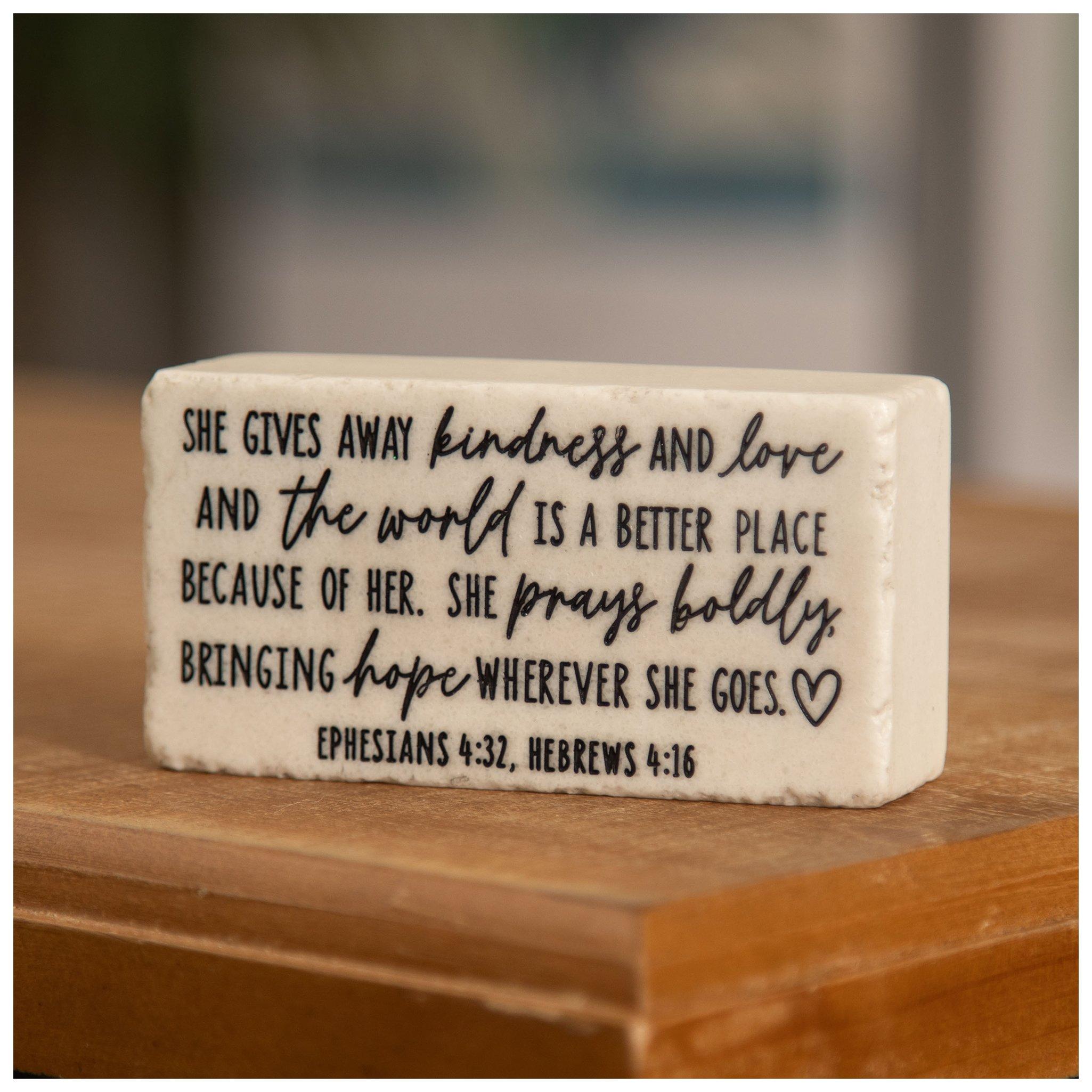 Ephesians 4:32 & Hebrew 4:16 Stone Block Decor | Hobby Lobby | 2440550