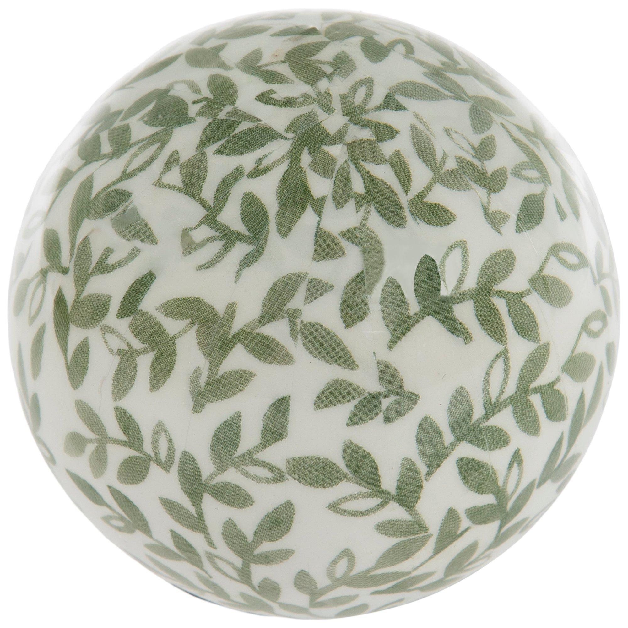 White & Green Leaf Decorative Sphere | Hobby Lobby | 2449080