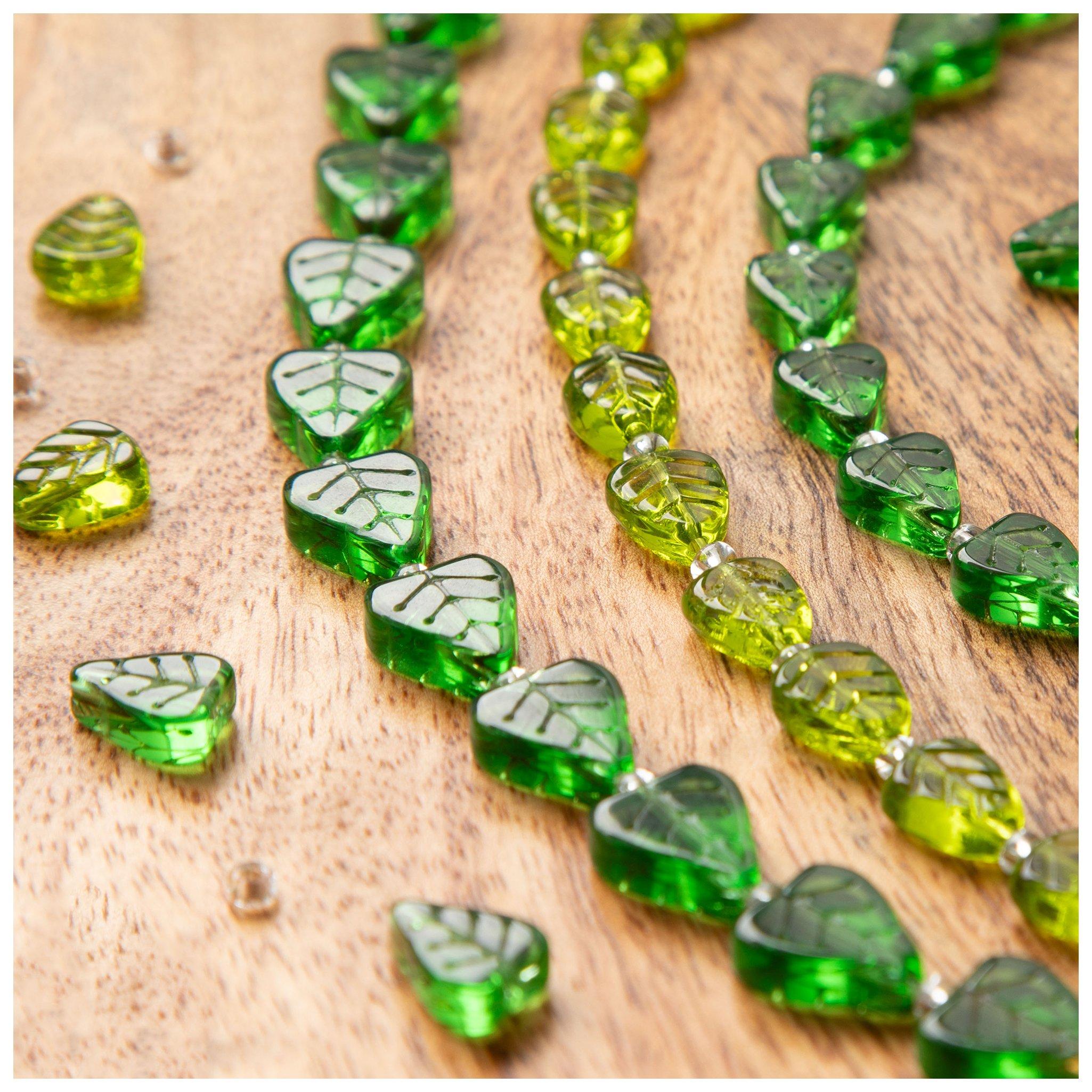 Green Leaf Glass Bead Strands | Hobby Lobby | 2451169