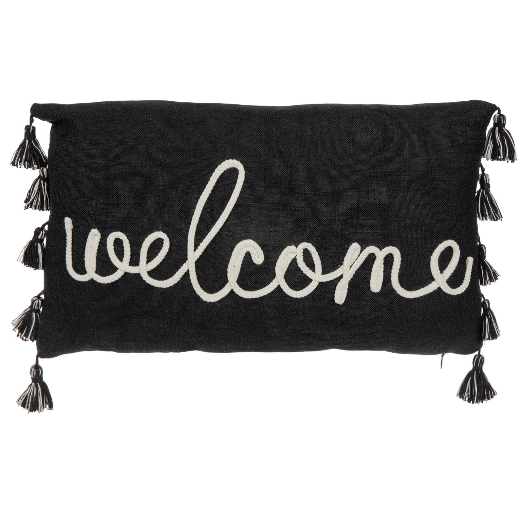 Black & White Welcome Pillow | Hobby Lobby | 2453926