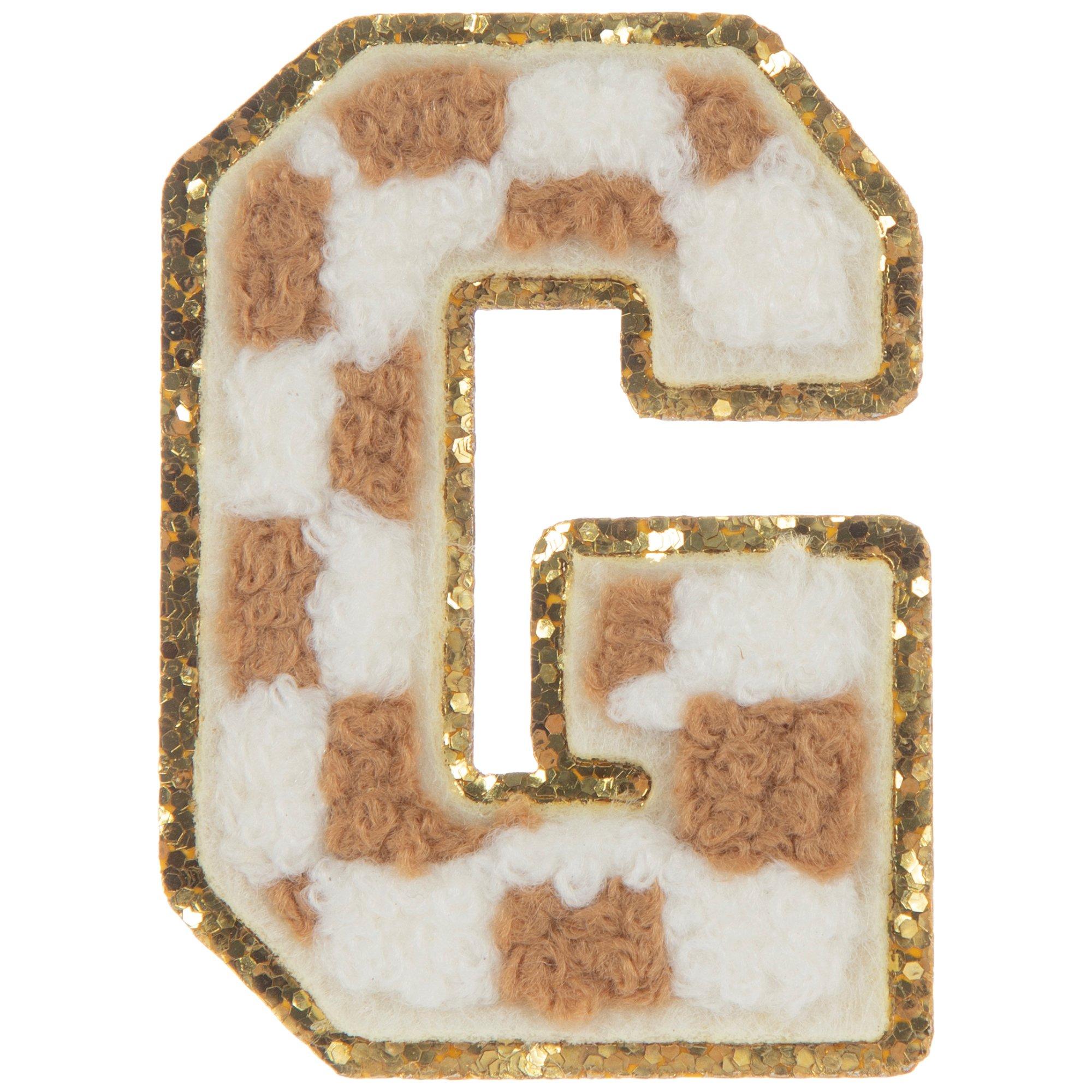 Brown Checkered Letter Patch Sticker | Hobby Lobby | 2463875