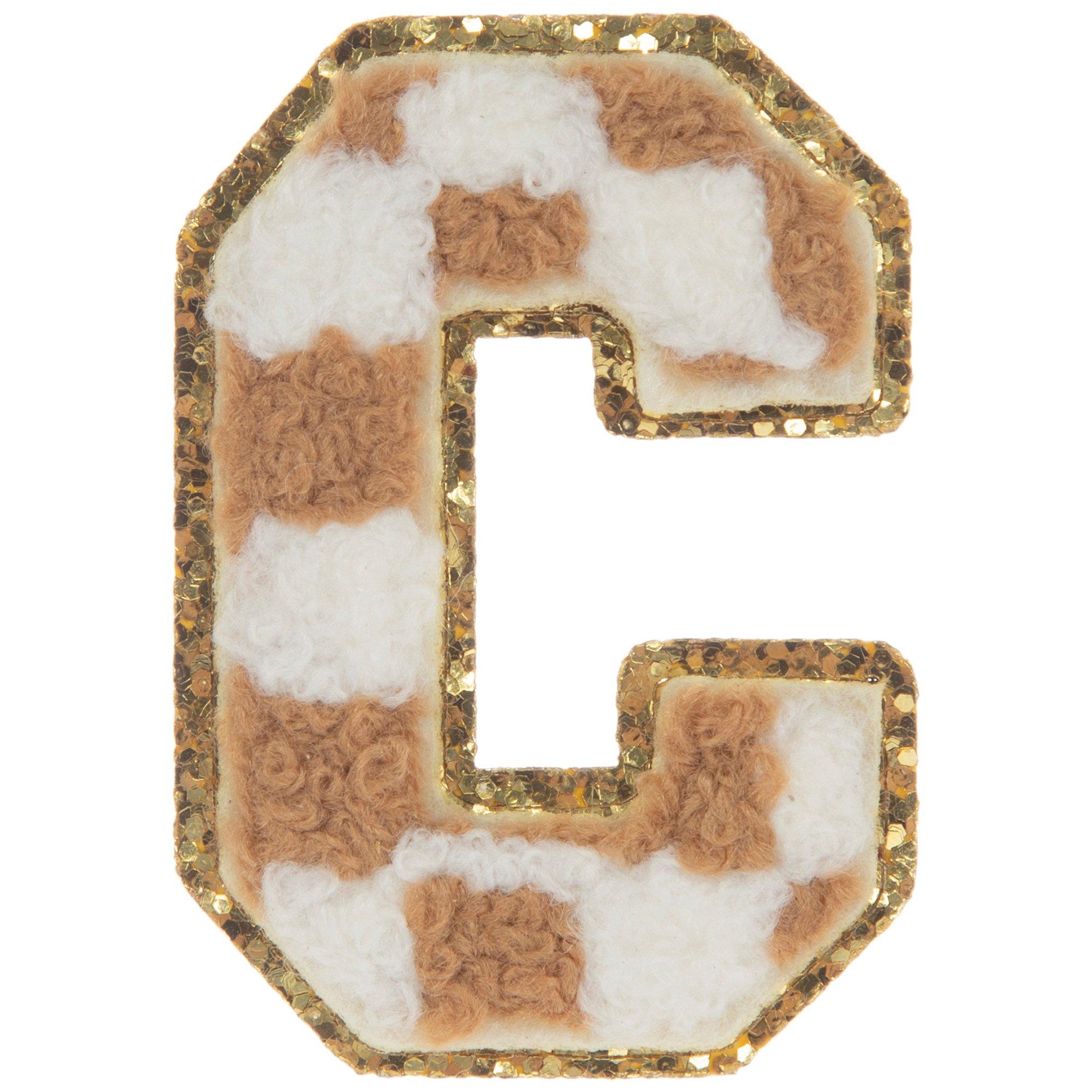 Brown Checkered Letter Patch Sticker | Hobby Lobby | 2463925