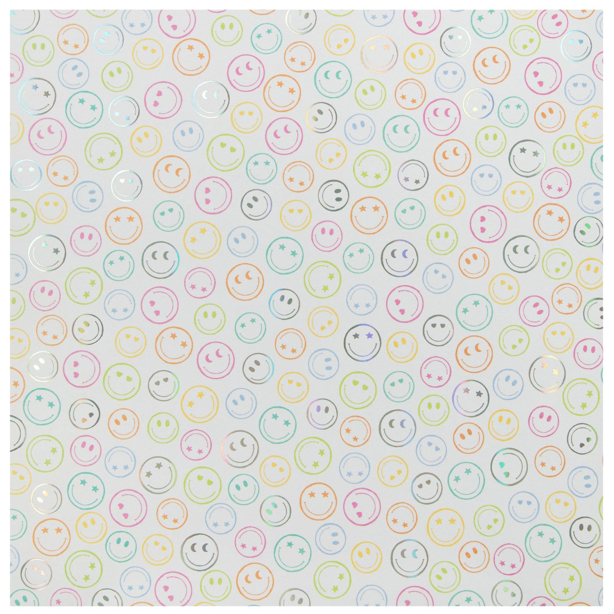 Holographic Smiley Face Foil Scrapbook Paper - 12" x 12" | Hobby Lobby ...