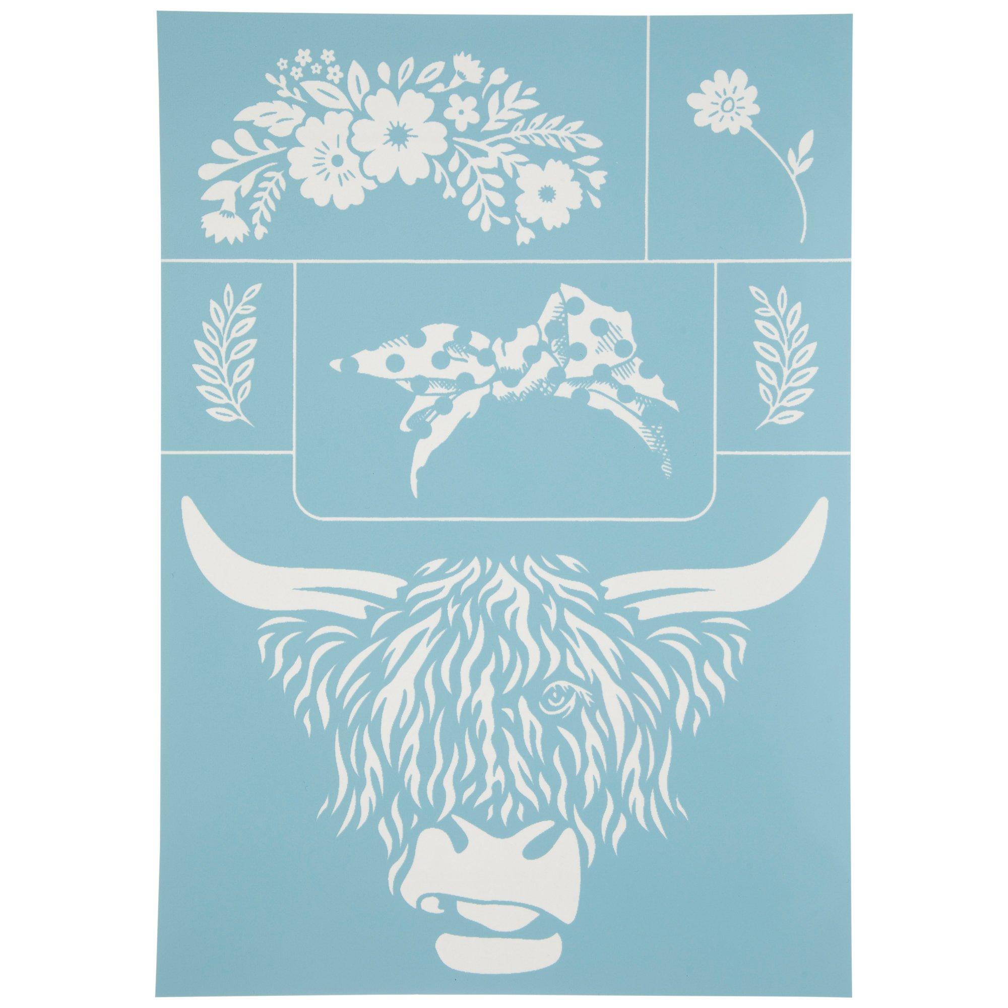 Highland Cow & Hair Accessories Stencil | Hobby Lobby | 2474815