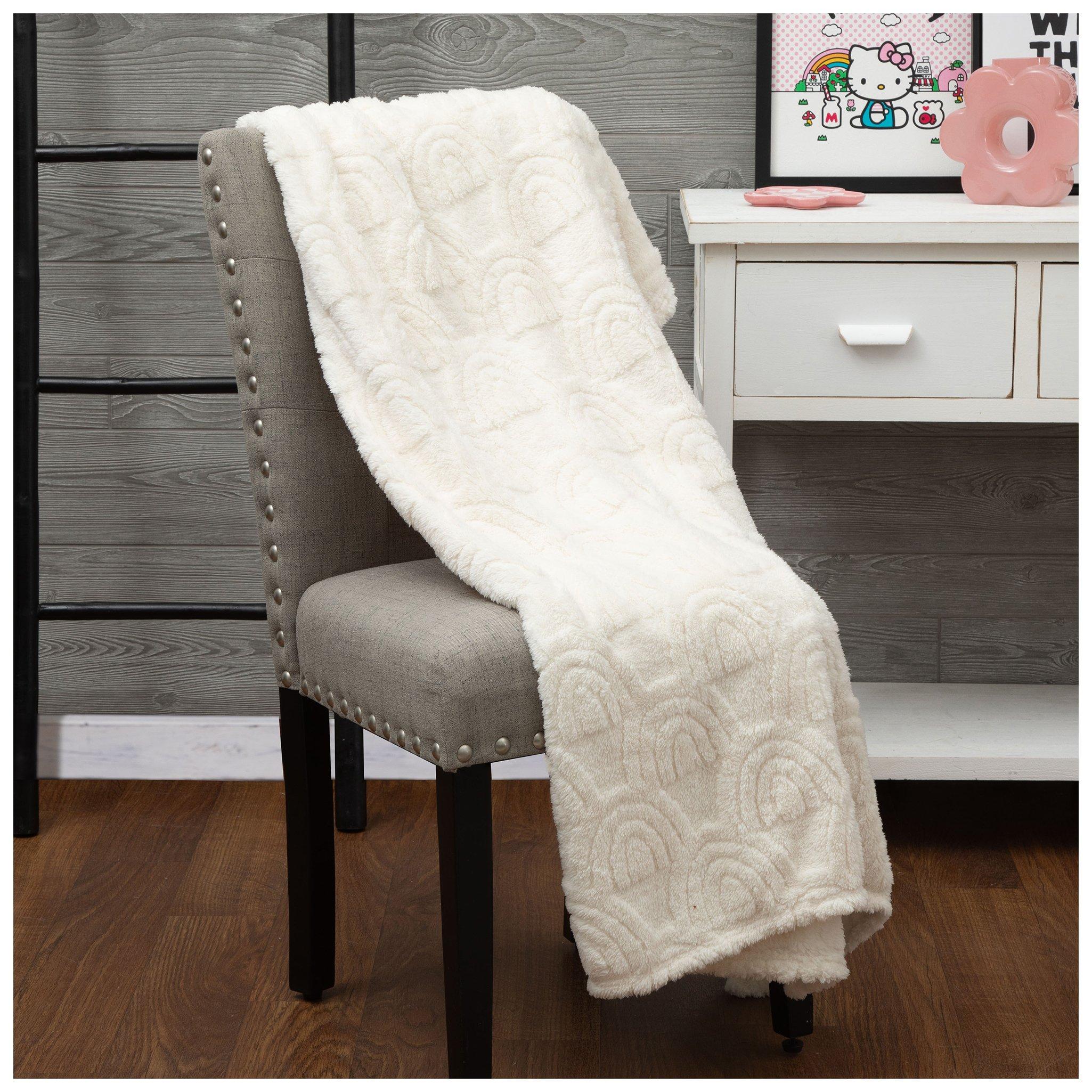 White Embossed Rainbow Sherpa Throw Blanket | Hobby Lobby | 2474914