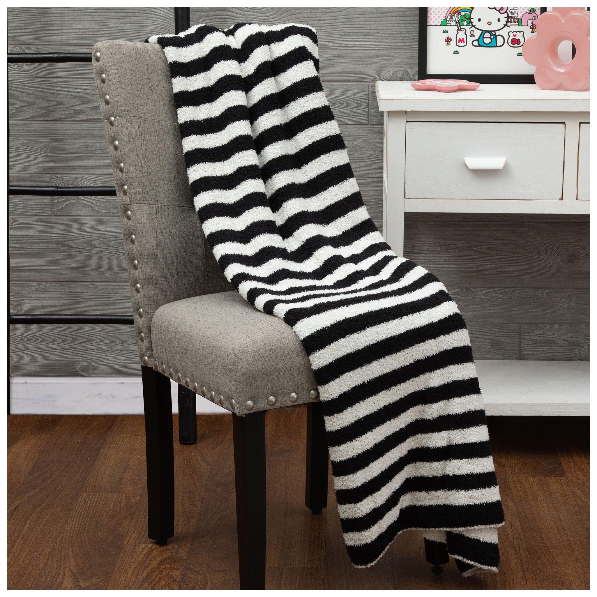 Black & White Striped Curl Throw Blanket | Hobby Lobby | 2474948