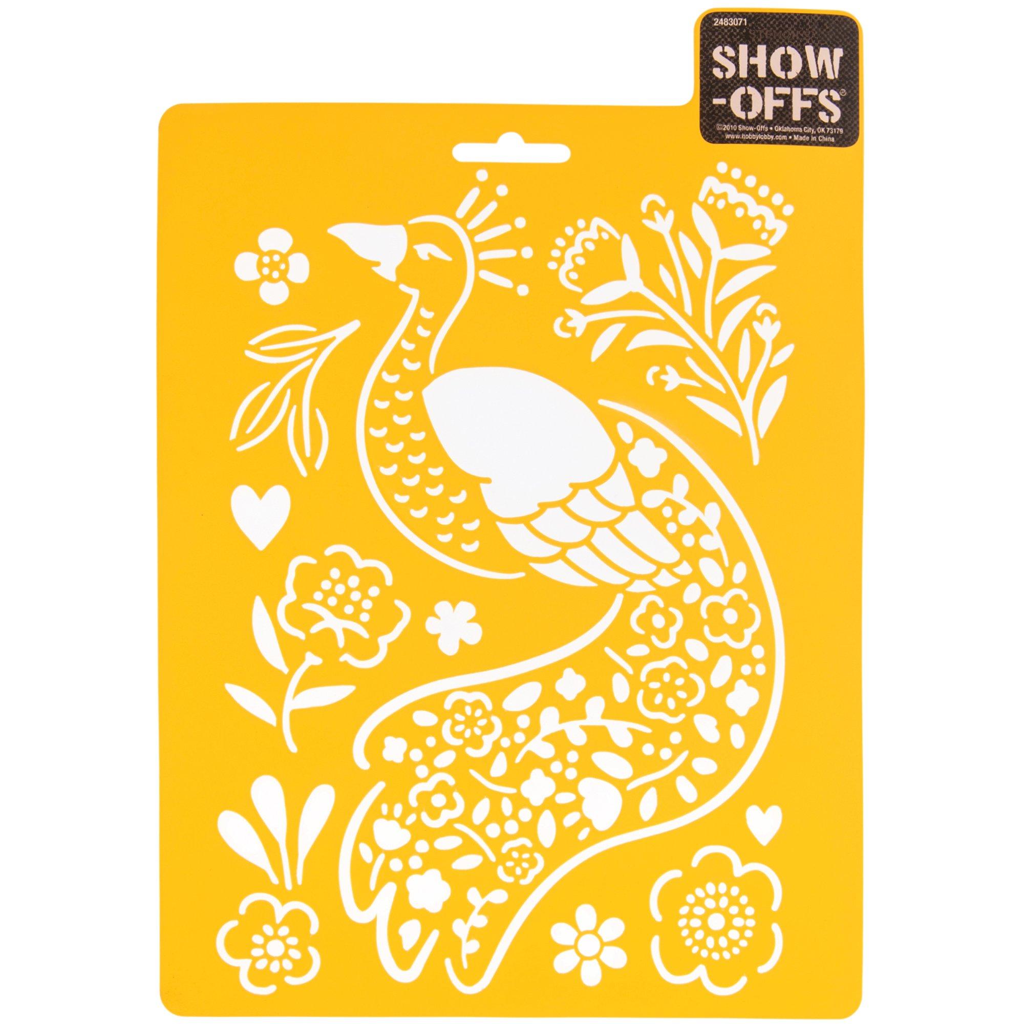 Peacock & Flowers Stencil | Hobby Lobby | 2483071