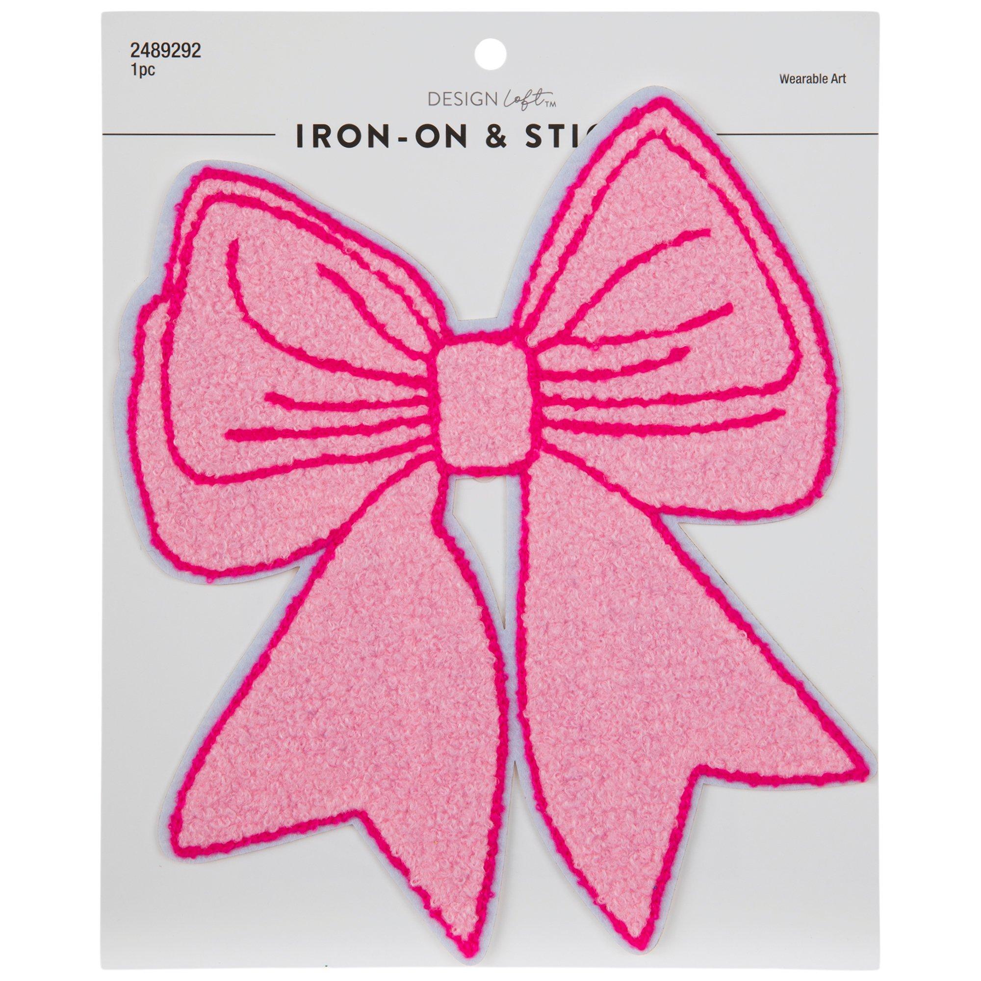 Pink Chenille Bow Iron-On & Sticker Patch | Hobby Lobby | 2489292