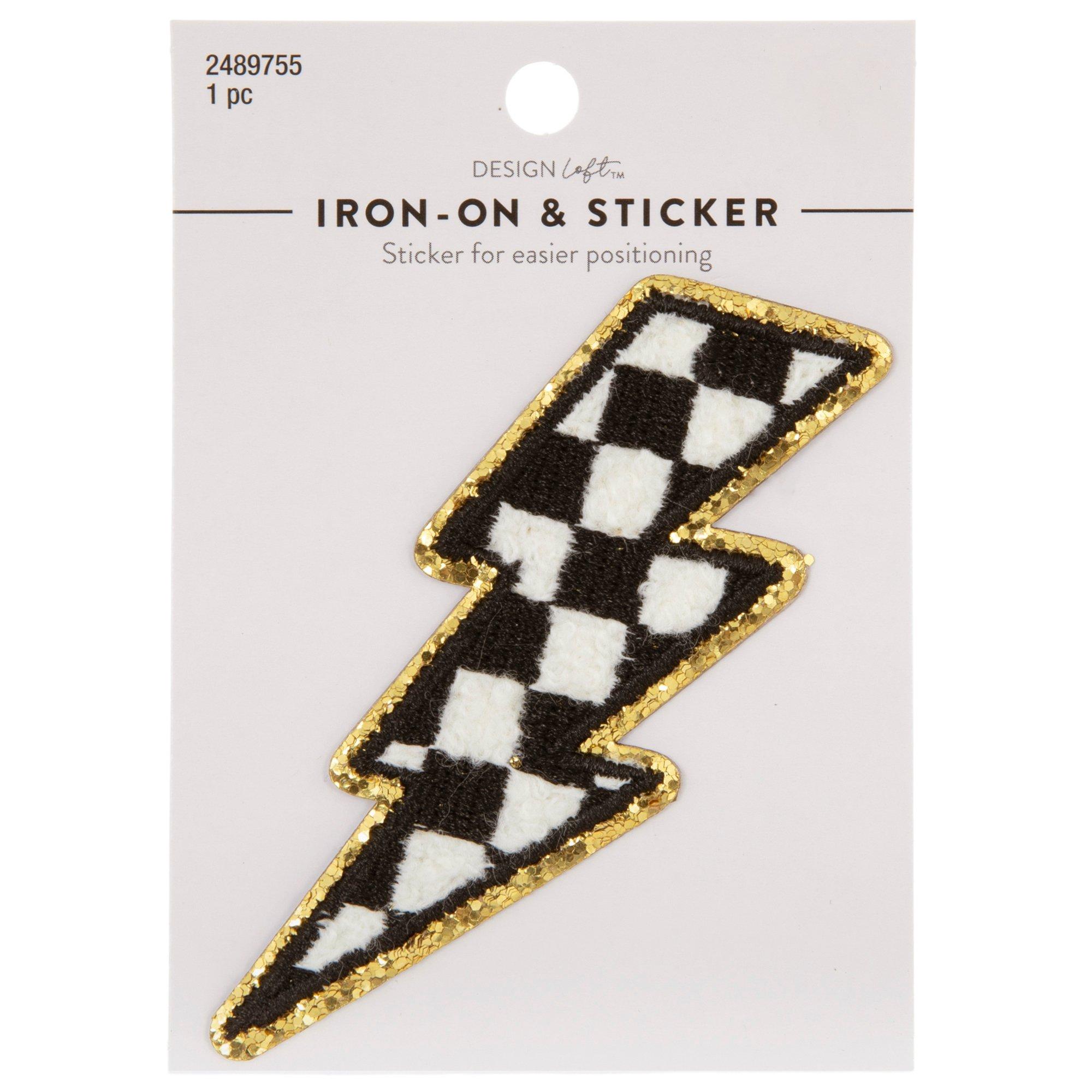Checkered Lighting Bolt Iron-On & Sticker Patch | Hobby Lobby | 2489755