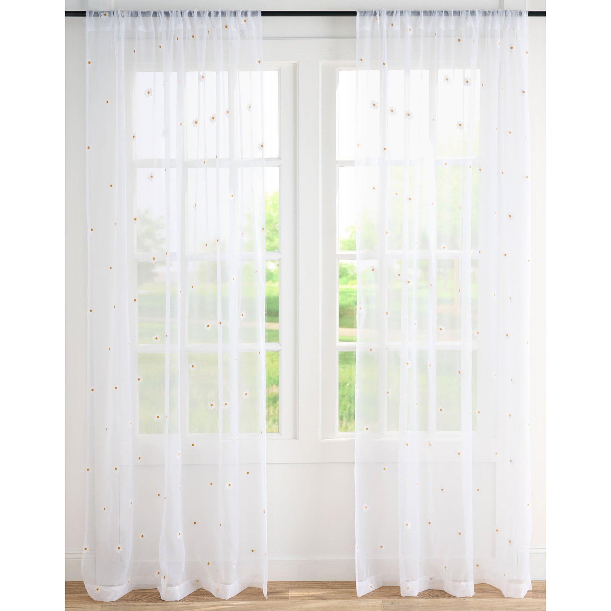 Embroidered Daisies Sheer Window Curtain | Hobby Lobby | 2523561