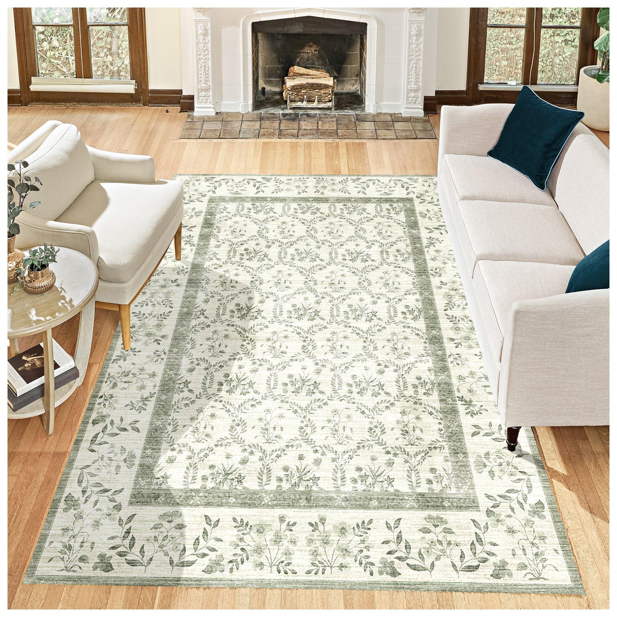 Green & White Floral Area Rug | Hobby Lobby | 2526481