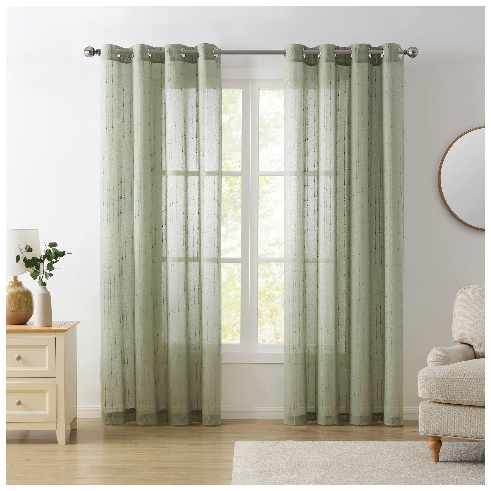 Sage Textured Striped Sheer Window Curtain | Hobby Lobby | 2545986