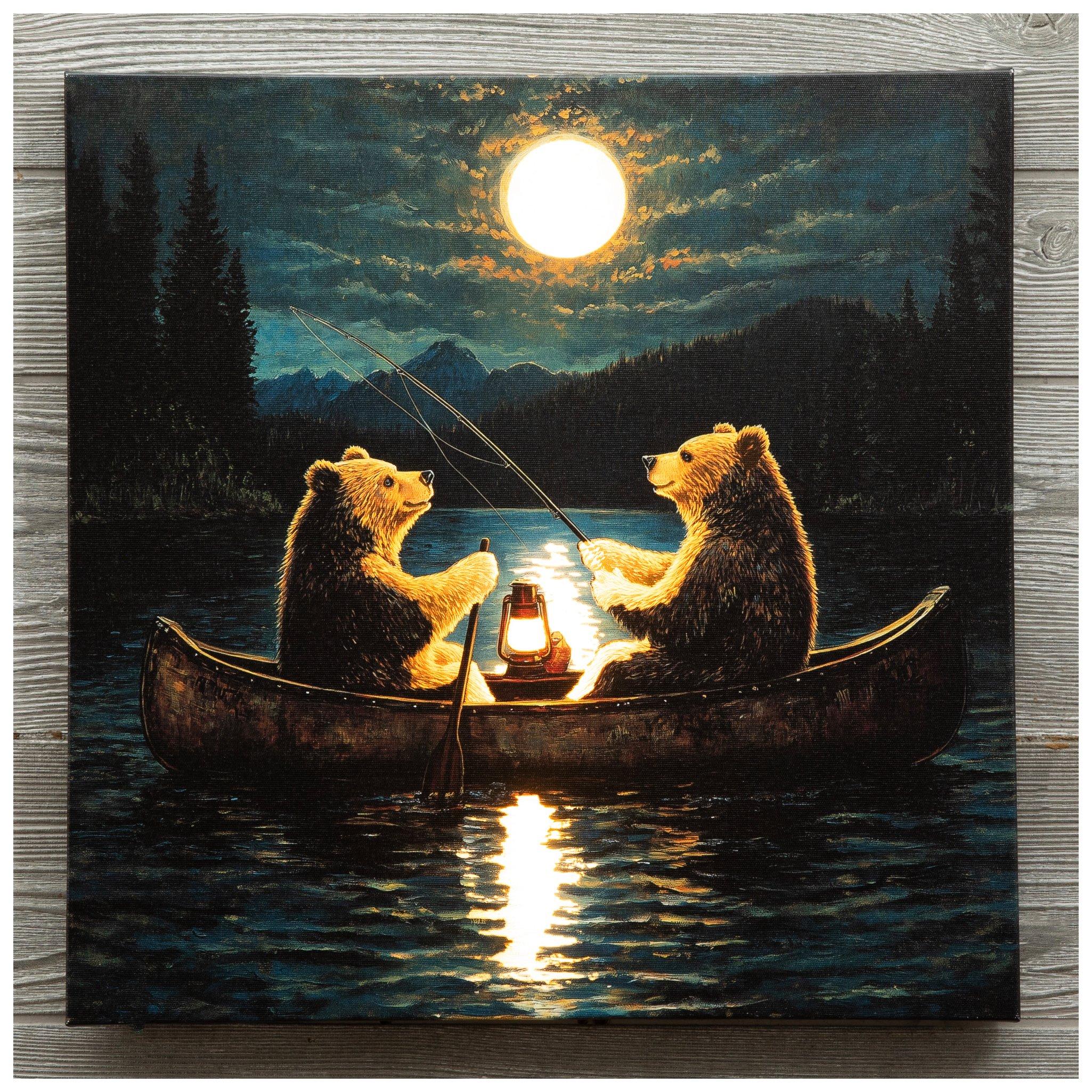 Bears Night Fishing LED Canvas Wall Decor | Hobby Lobby | 2548667