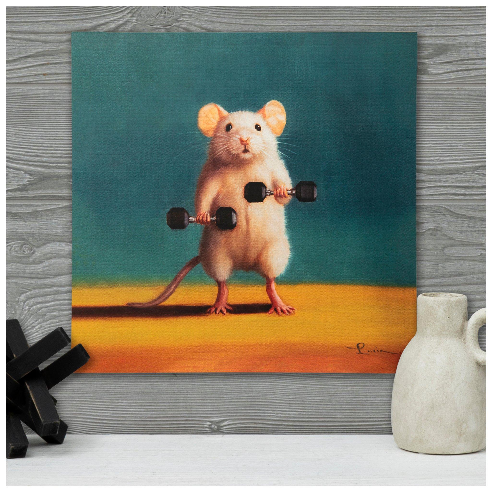Mouse Lifting Weights Wood Wall Decor | Hobby Lobby | 2549657