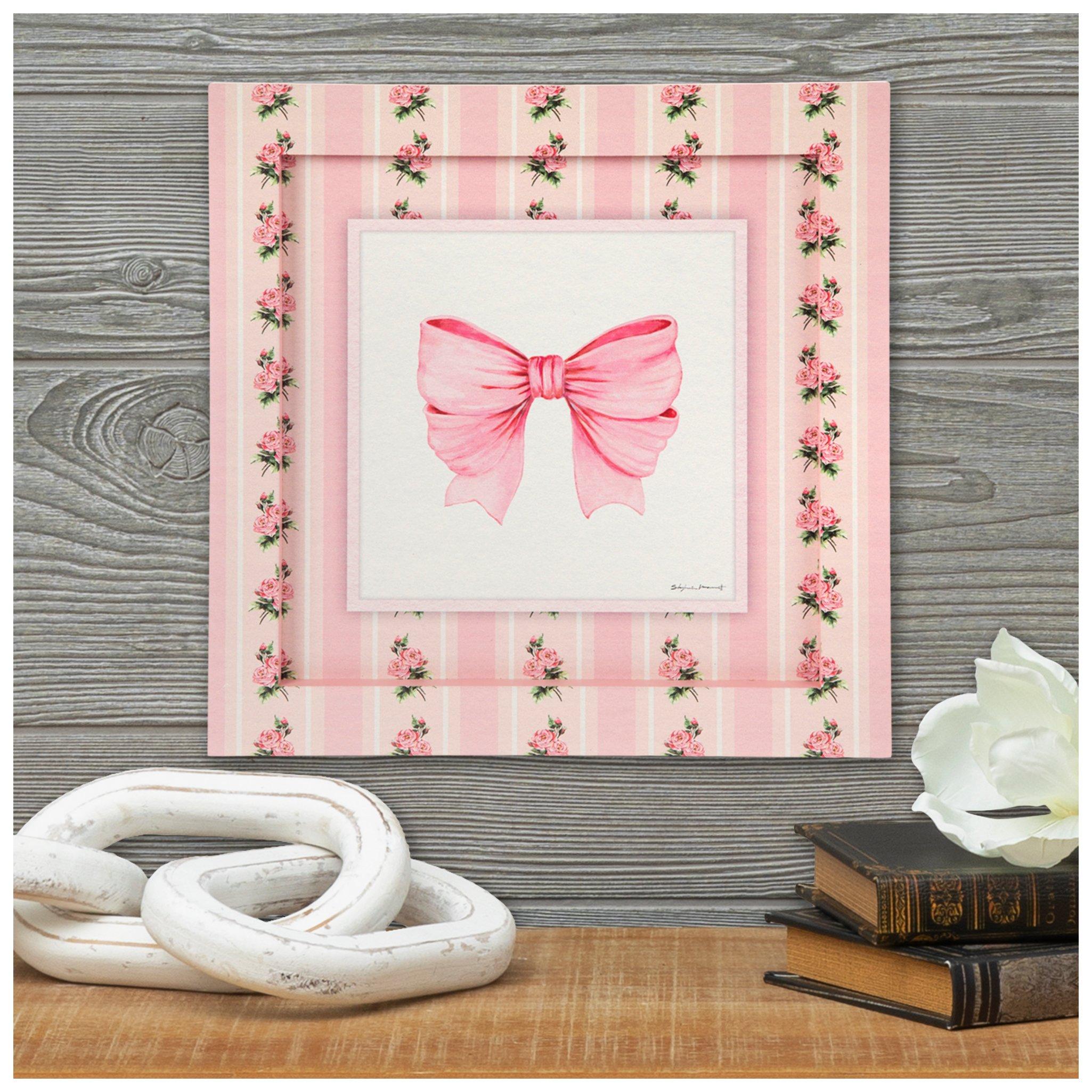 Pink Bow & Stripes Wood Wall Decor | Hobby Lobby | 2558401
