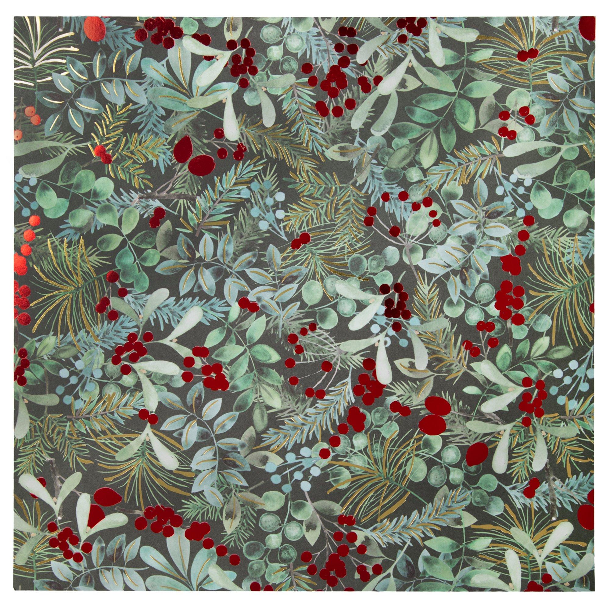 Christmas Greenery Foil Scrapbook Paper - 12" x 12" | Hobby Lobby | 2561330