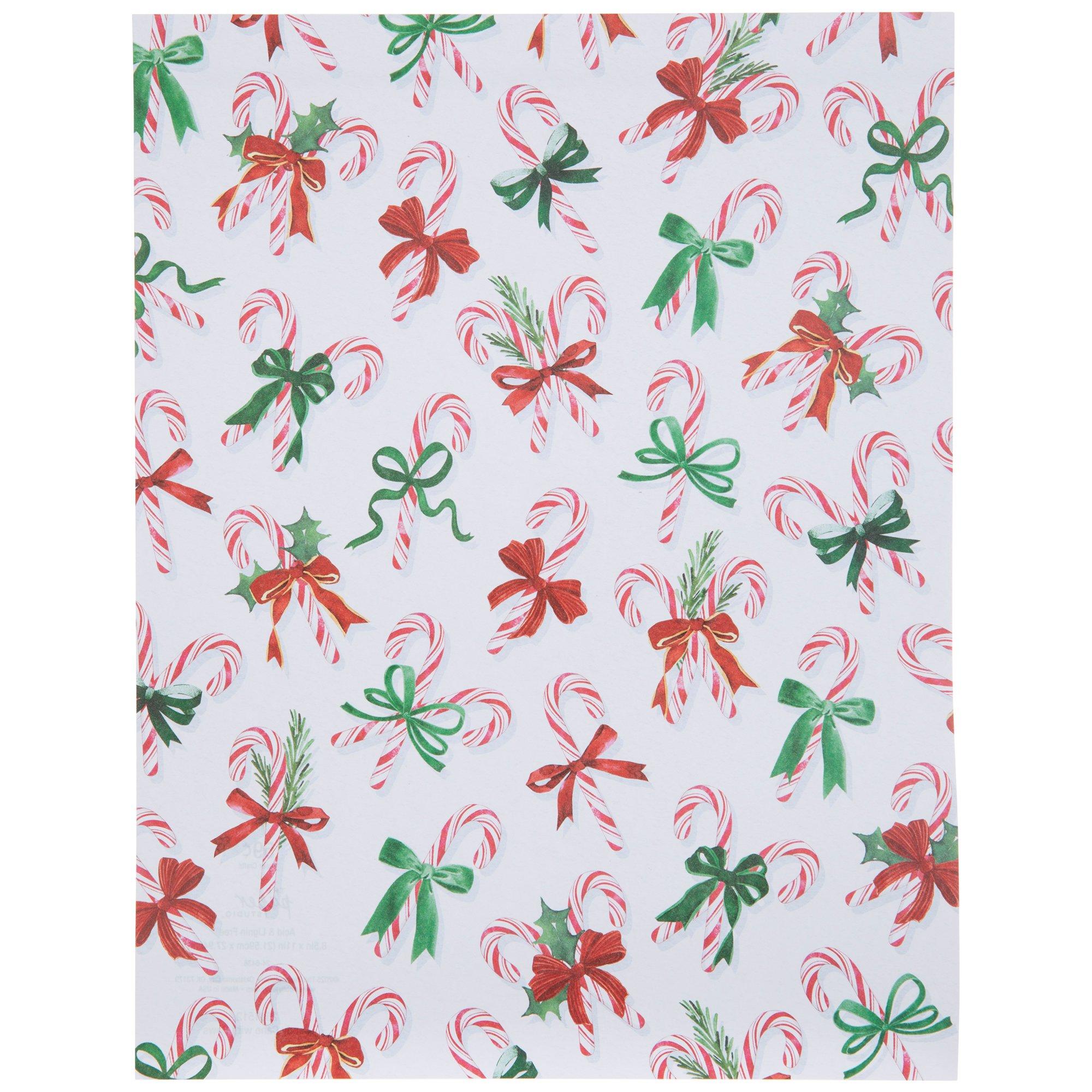 Candy Cane & Bows Scrapbook Paper - 8.5" x 11" | Hobby Lobby | 2561512