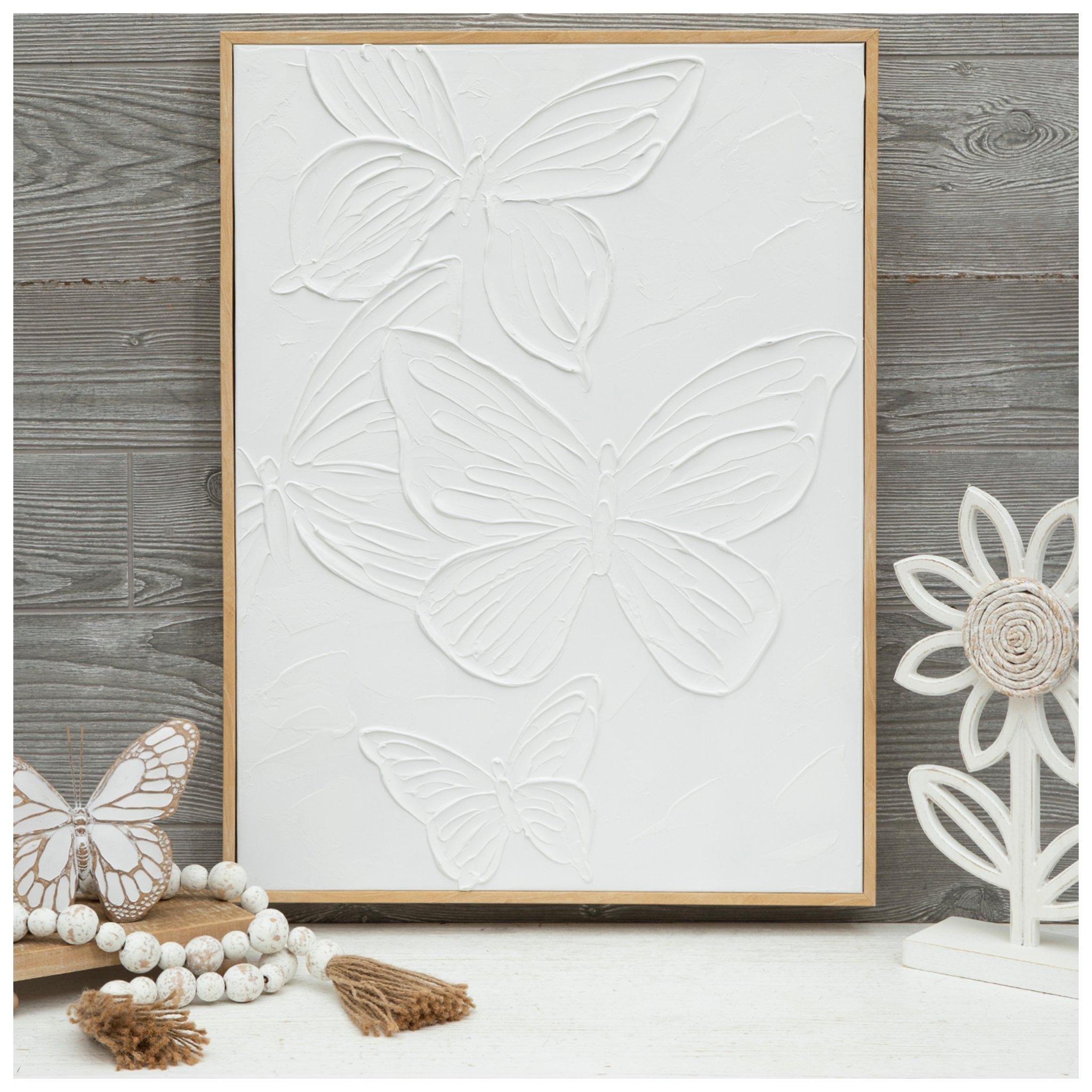 White Textured Butterflies Canvas Wall Decor | Hobby Lobby | 2566081