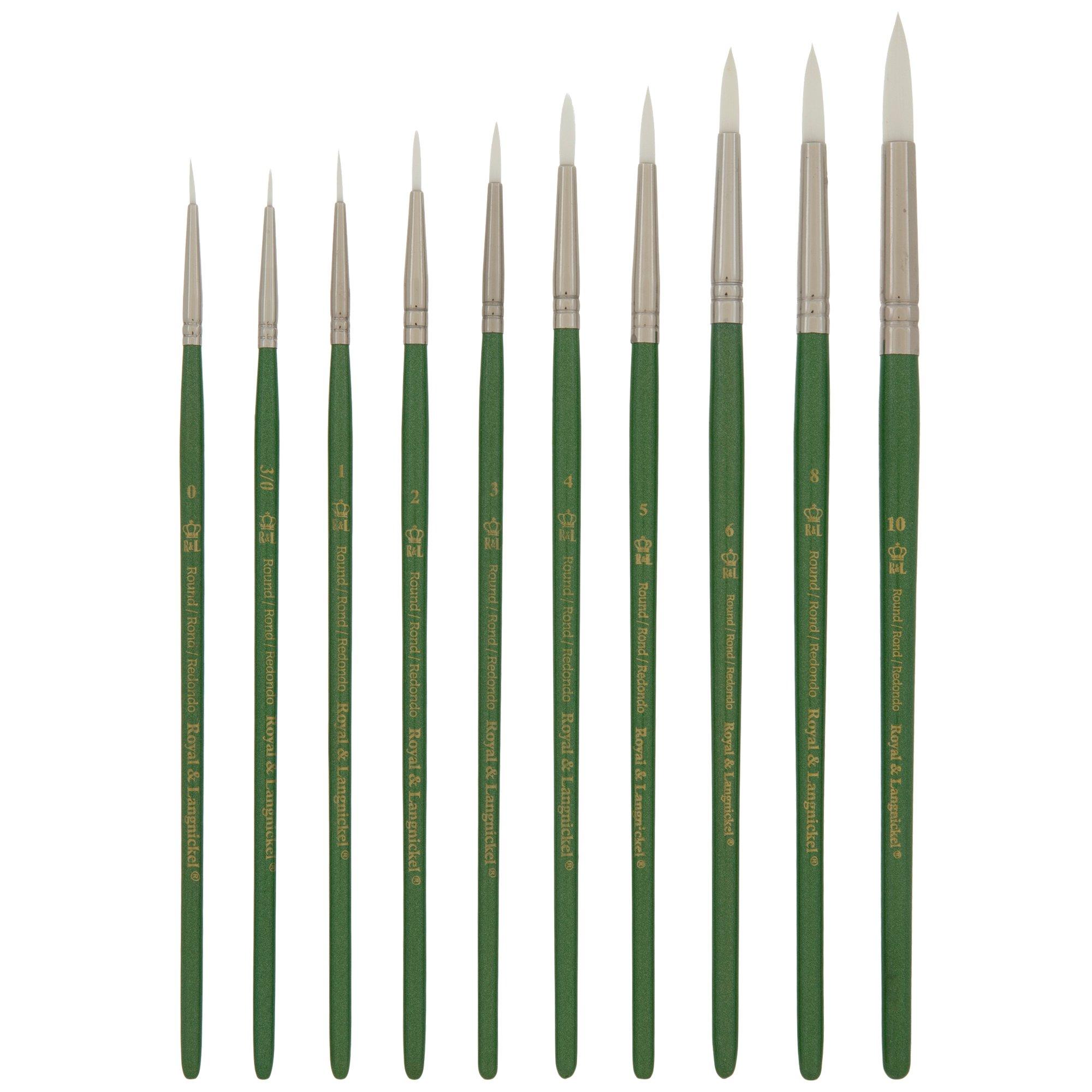 White Taklon Round & Detail Paint Brushes - 10 Piece Set | Hobby Lobby ...