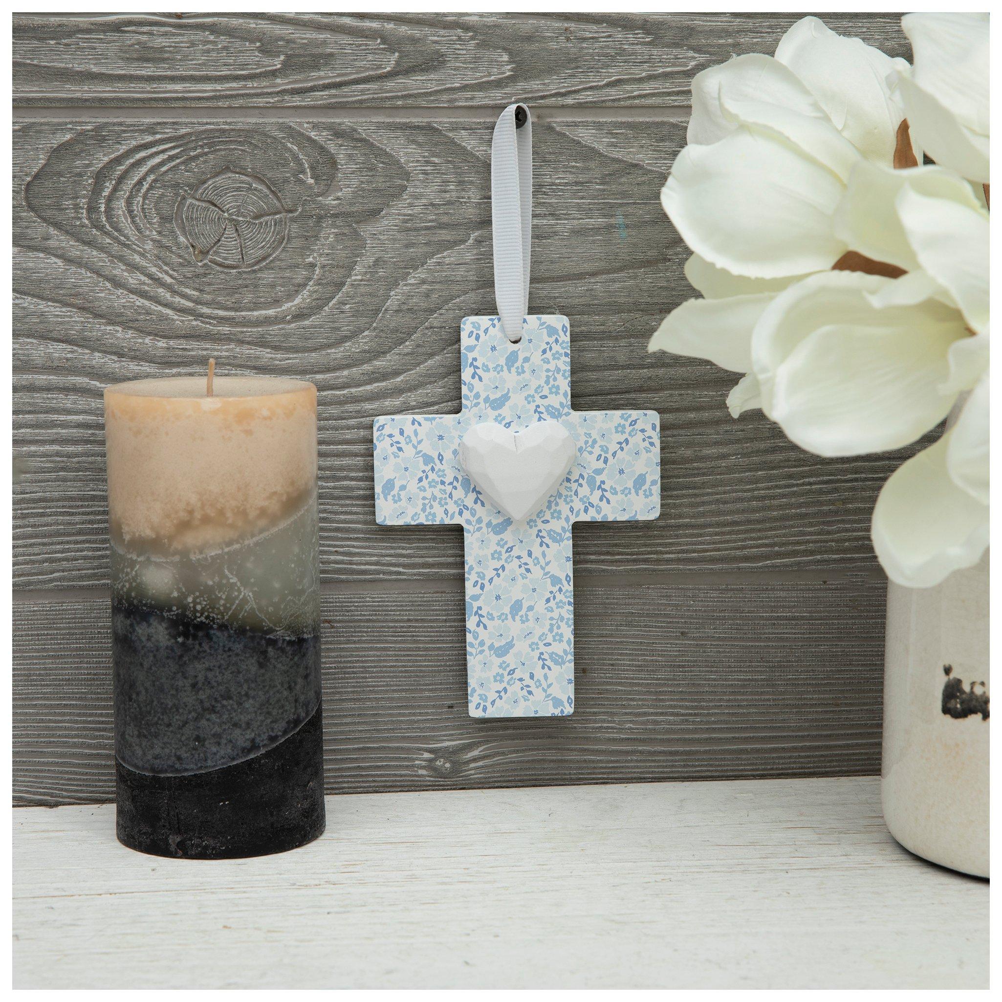 Blue Floral Cross Wood Wall Decor | Hobby Lobby | 2569788