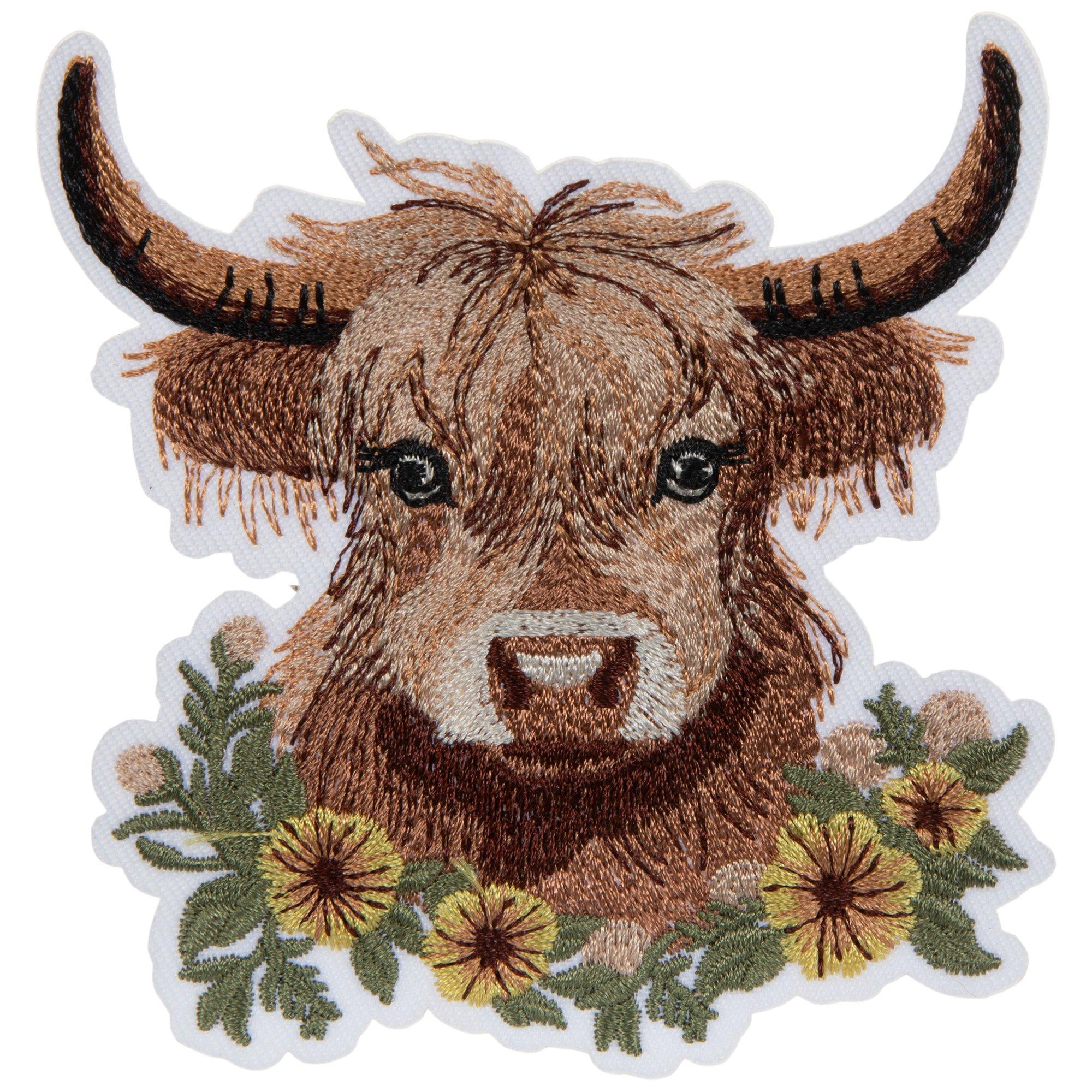 Floral Highland Cow Iron-On & Sticker Patch | Hobby Lobby | 2603041