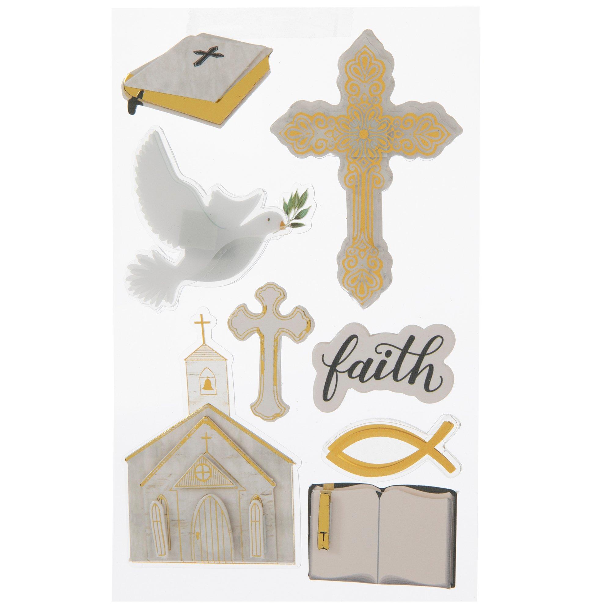 White & Gold Faith 3D Stickers | Hobby Lobby | 260570