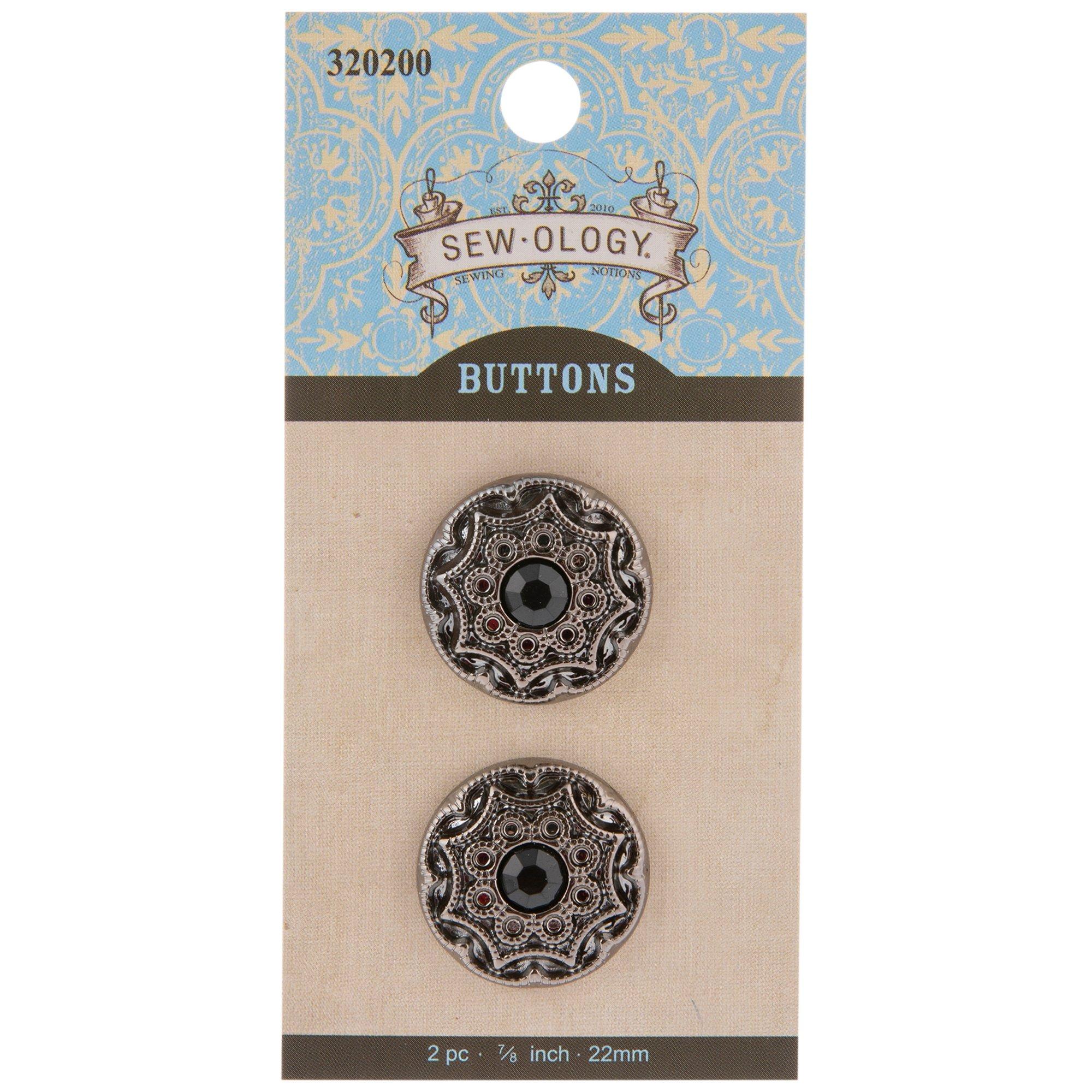 Pewter Ornate Rhinestone Shank Buttons - 22mm | Hobby Lobby | 320200