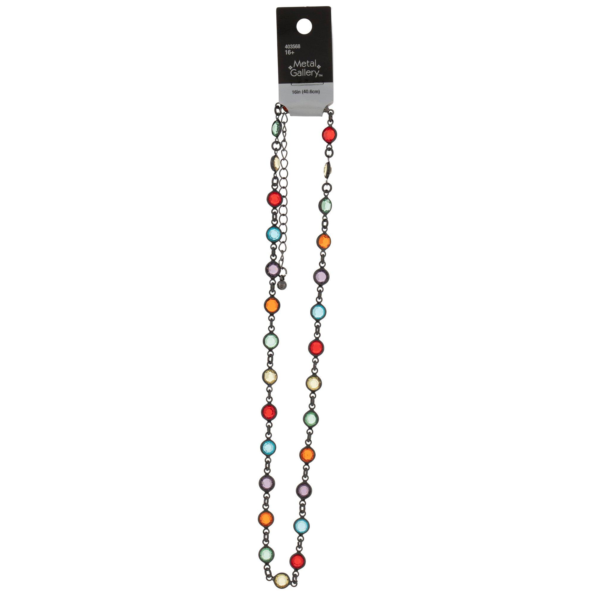 Plated Hematite Rhinestone Chain Necklace - 16" | Hobby Lobby | 403568