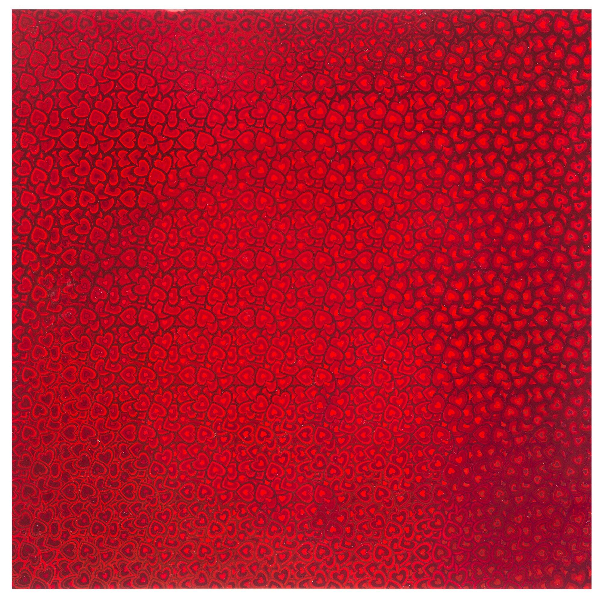 Red Holographic Hearts Scrapbook Paper - 12" x 12" | Hobby Lobby | 411488