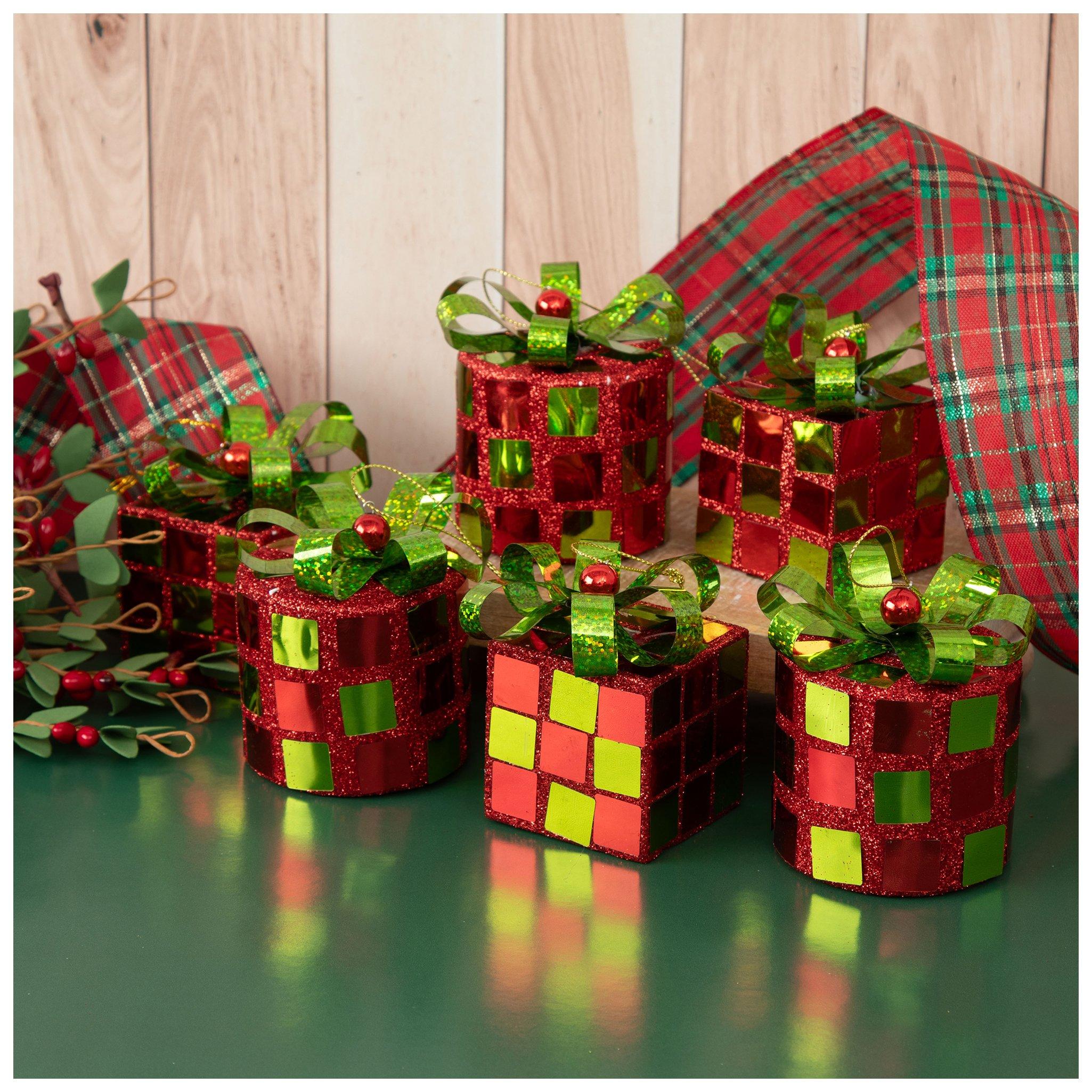 Red & Green Glitter Gift Box Ornaments | Hobby Lobby | 5044987