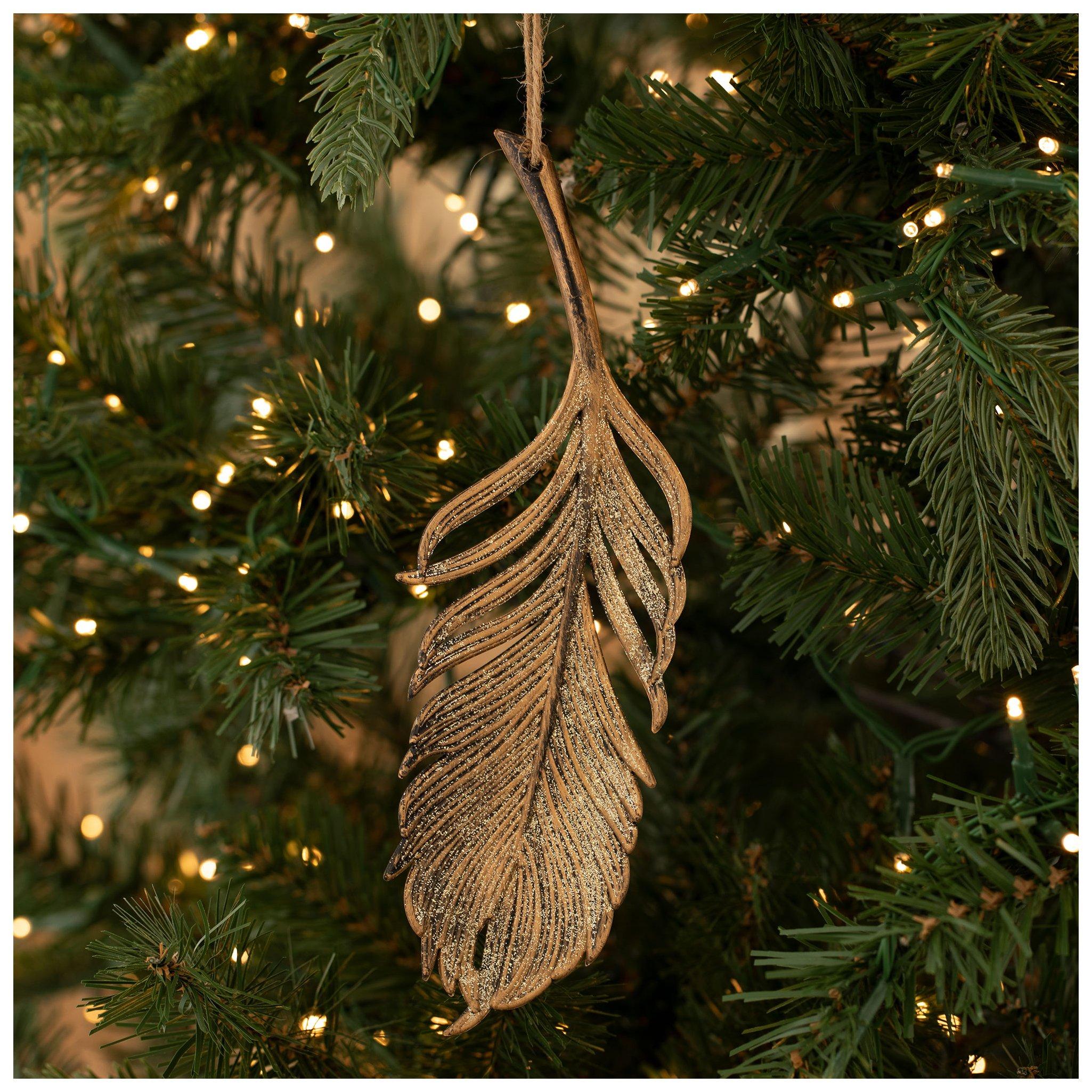 Gold Glitter Feather Ornaments | Hobby Lobby | 5081617