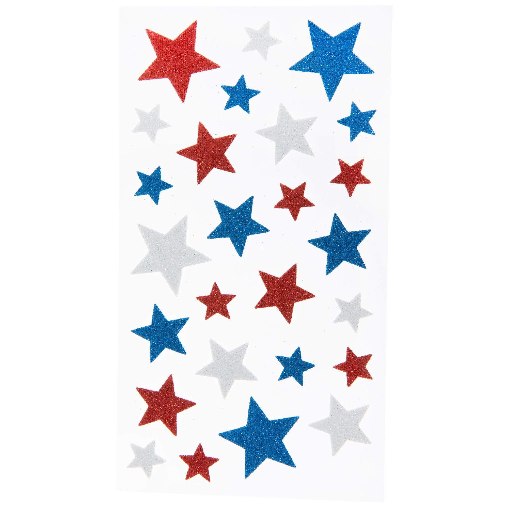 Red, White & Blue Glitter Star Foam Stickers | Hobby Lobby | 5109830