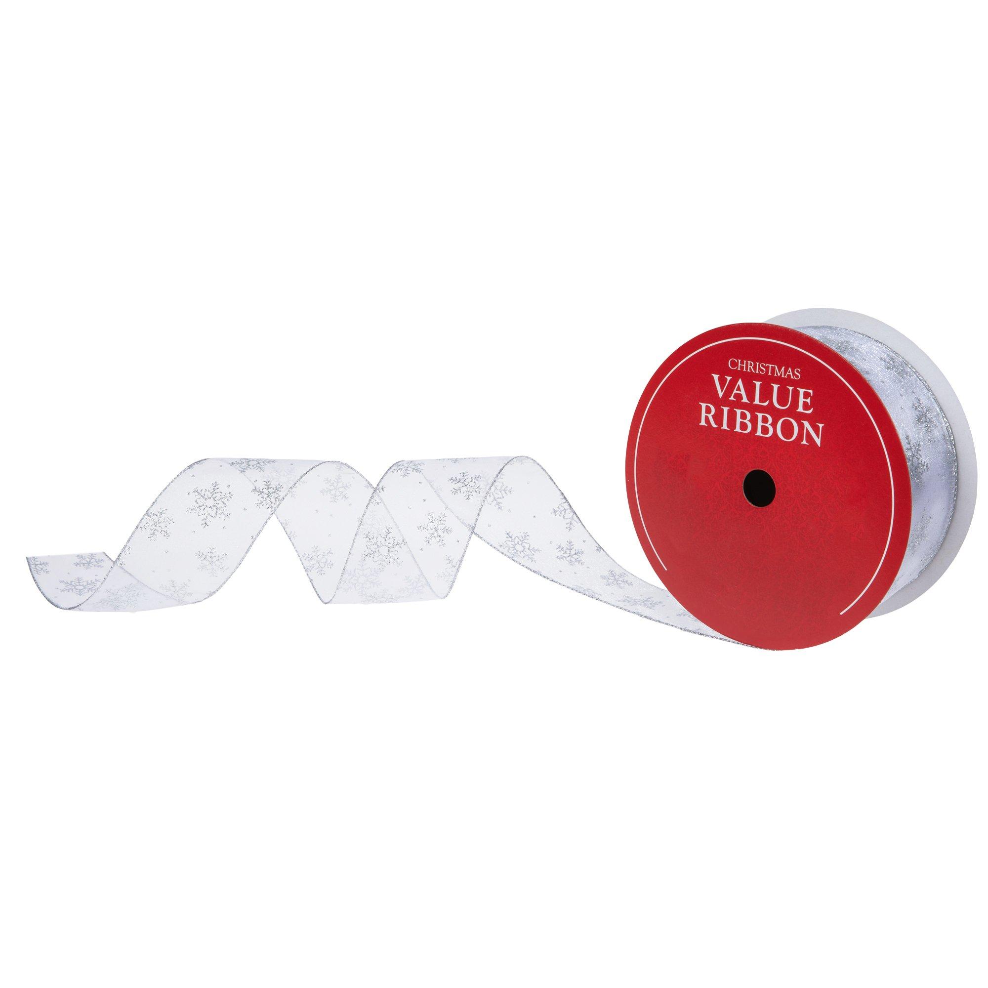 Silver Snowflake Wired Edge Sheer Ribbon - 2 1/2" | Hobby Lobby | 5165543