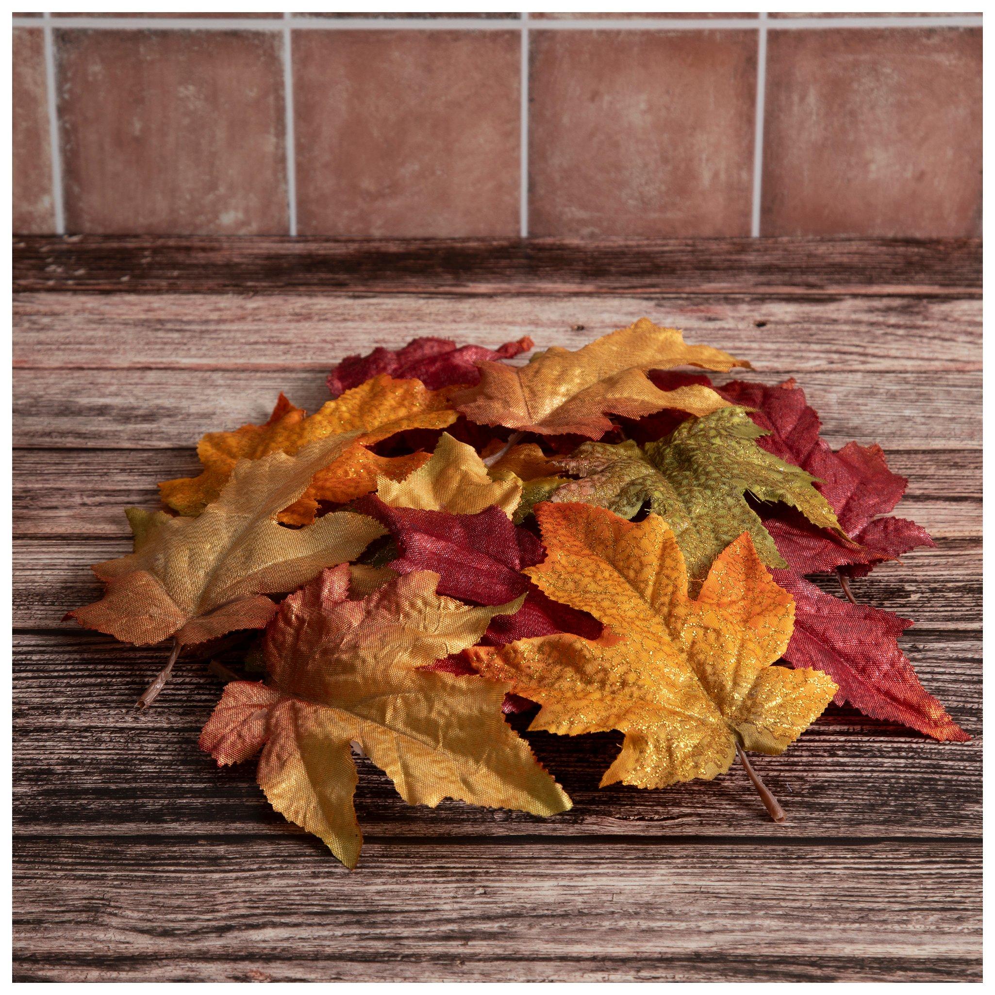 Red, Orange & Green Glitter Leaves | Hobby Lobby | 5305206