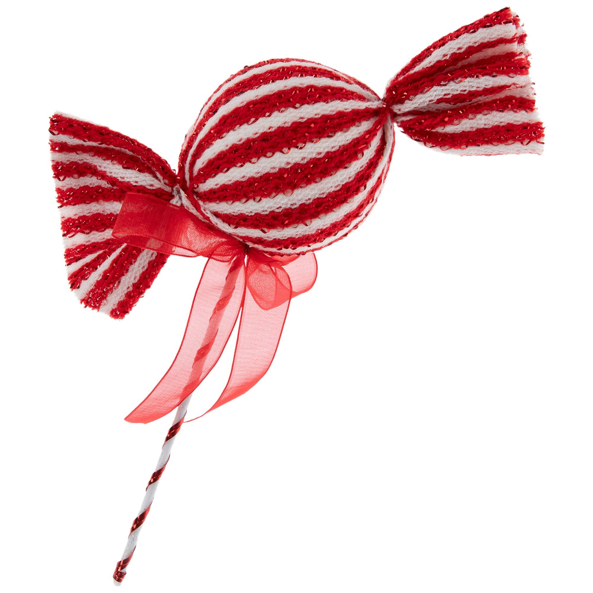Red & White Striped Knit Candy Pick | Hobby Lobby | 5327523