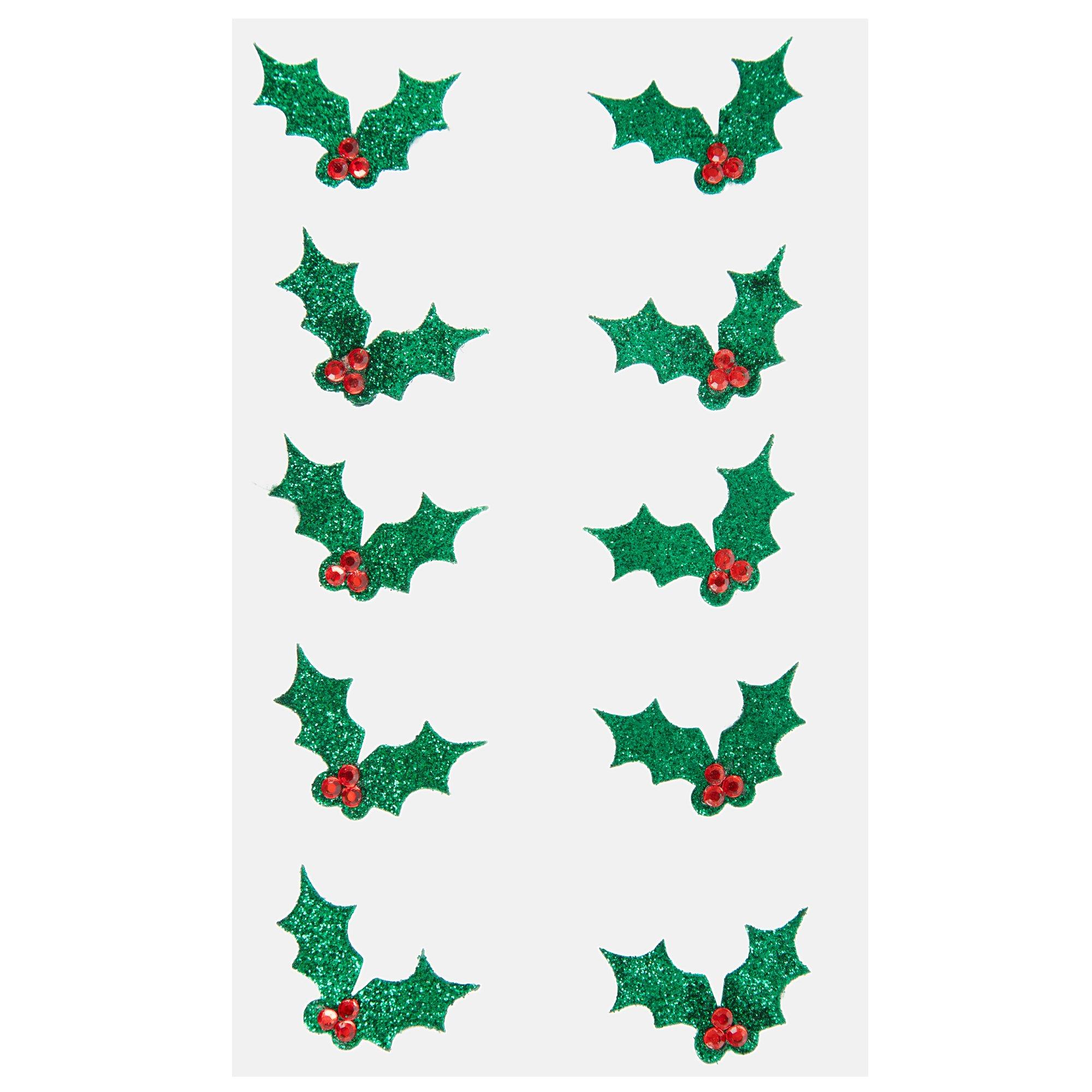 Glitter & Rhinestone Holly Stickers | Hobby Lobby | 5336359