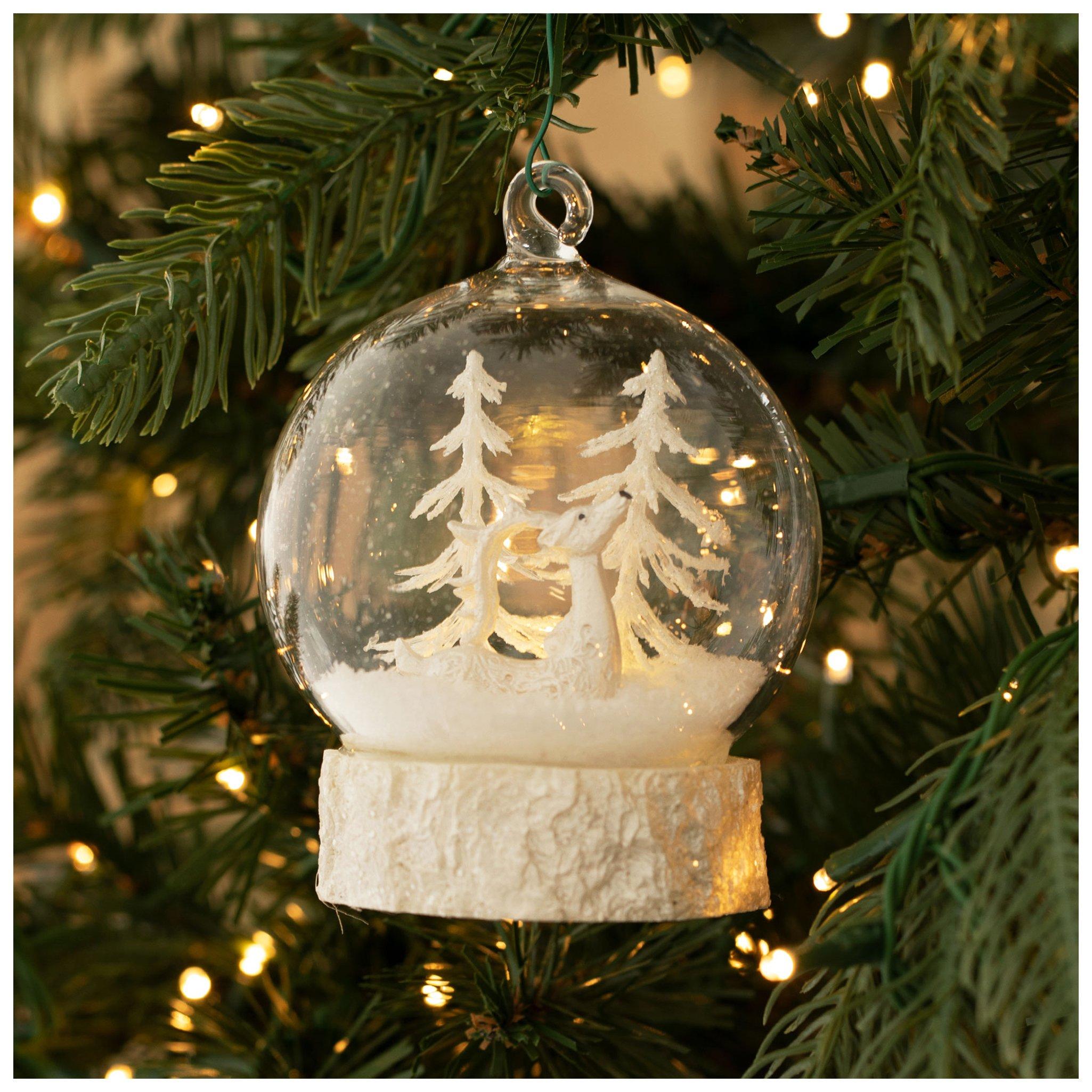 White Reindeer Light Up Snow Globe Ornament | Hobby Lobby | 5344015