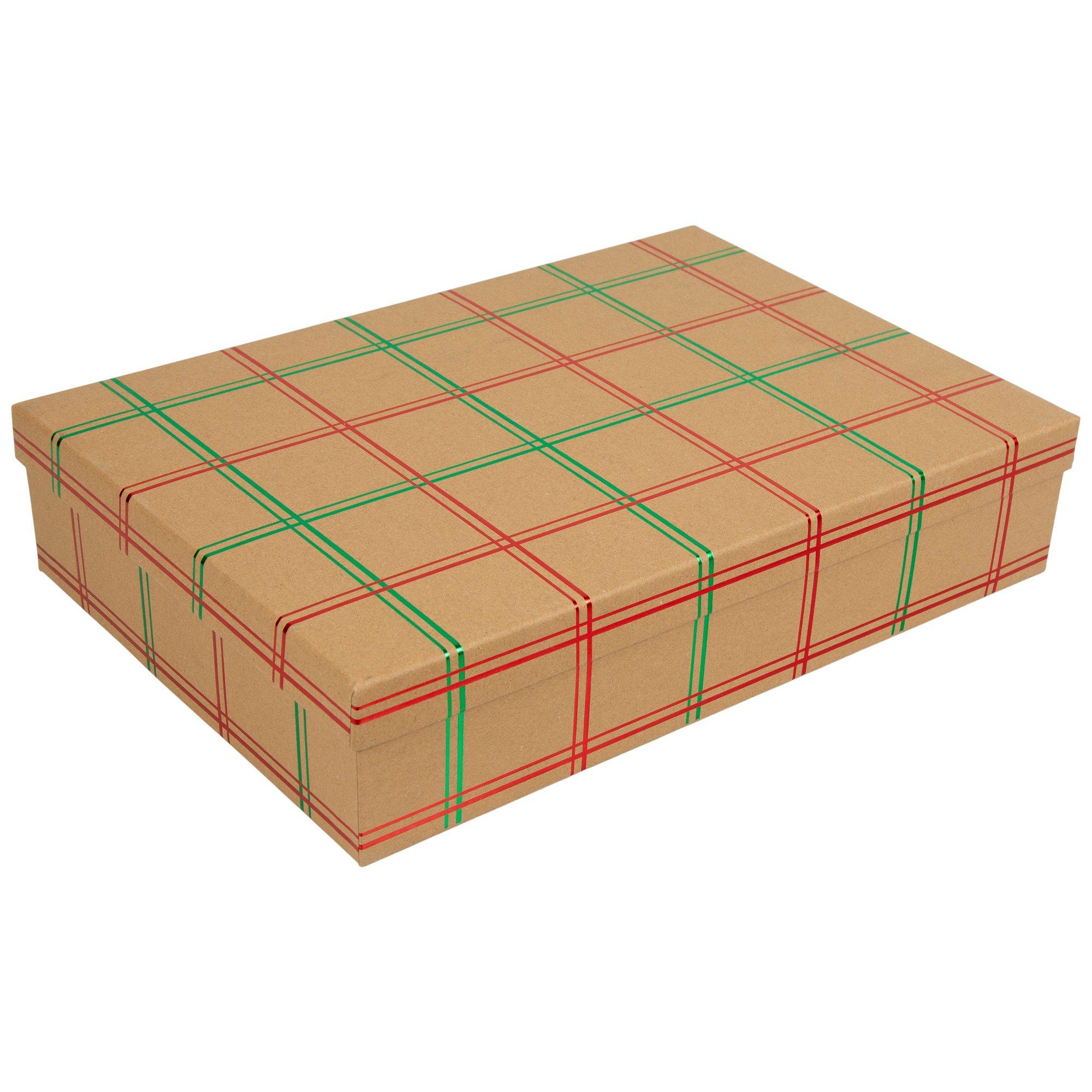 Red & Green Plaid Foil Gift Box | Hobby Lobby | 5464060
