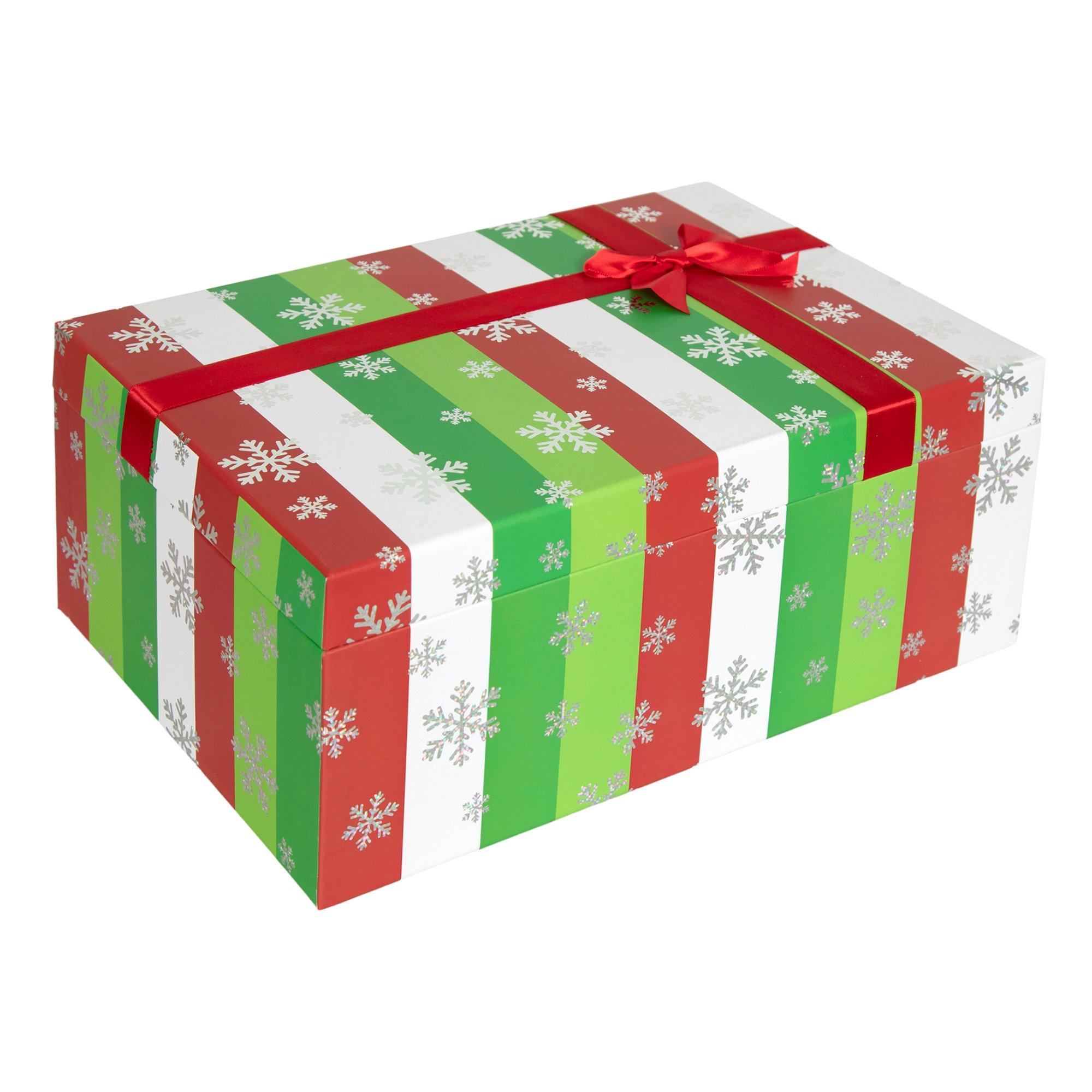 Silver Snowflakes Striped Gift Box | Hobby Lobby | 5464334
