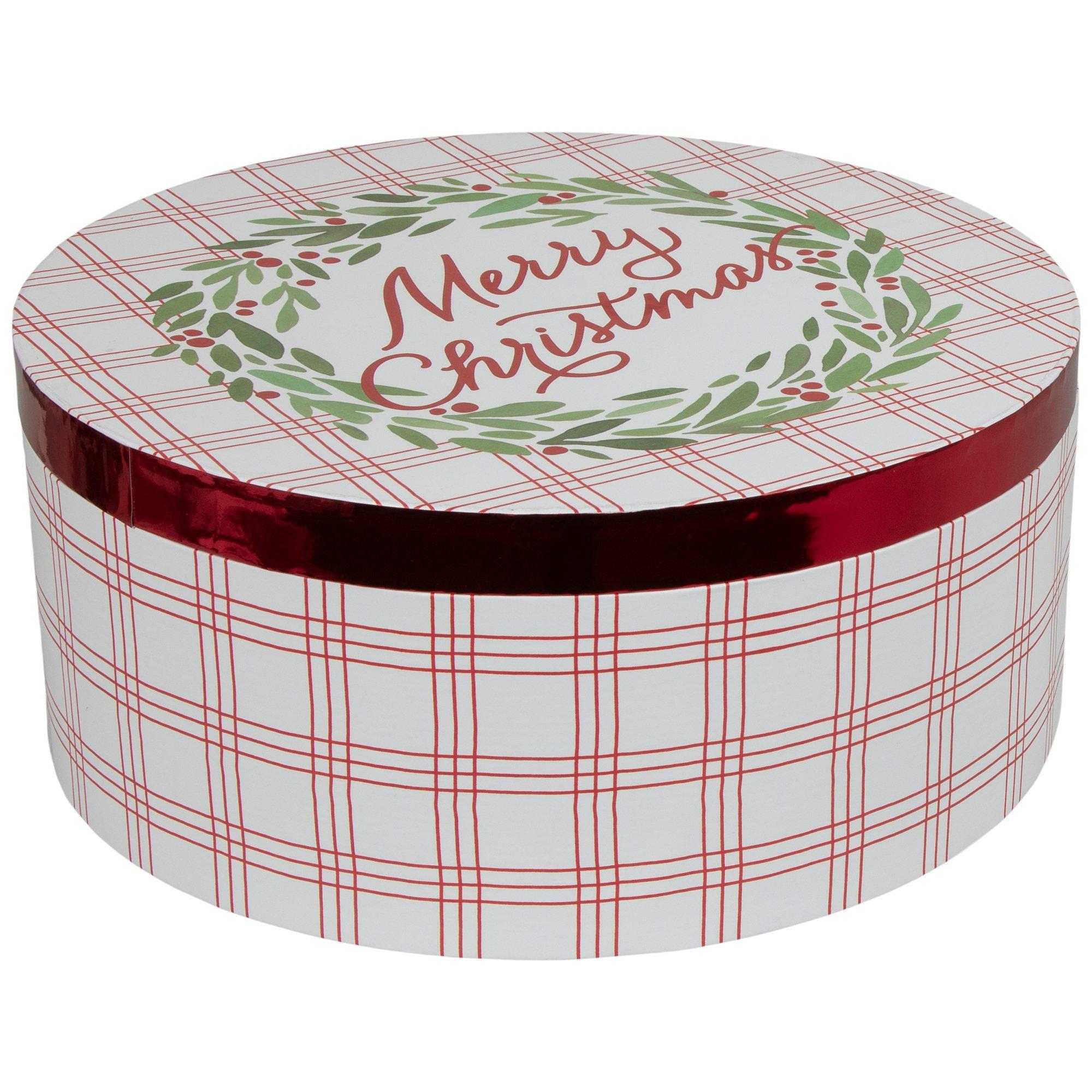 Merry Christmas Wreath Round Gift Box | Hobby Lobby | 5464714